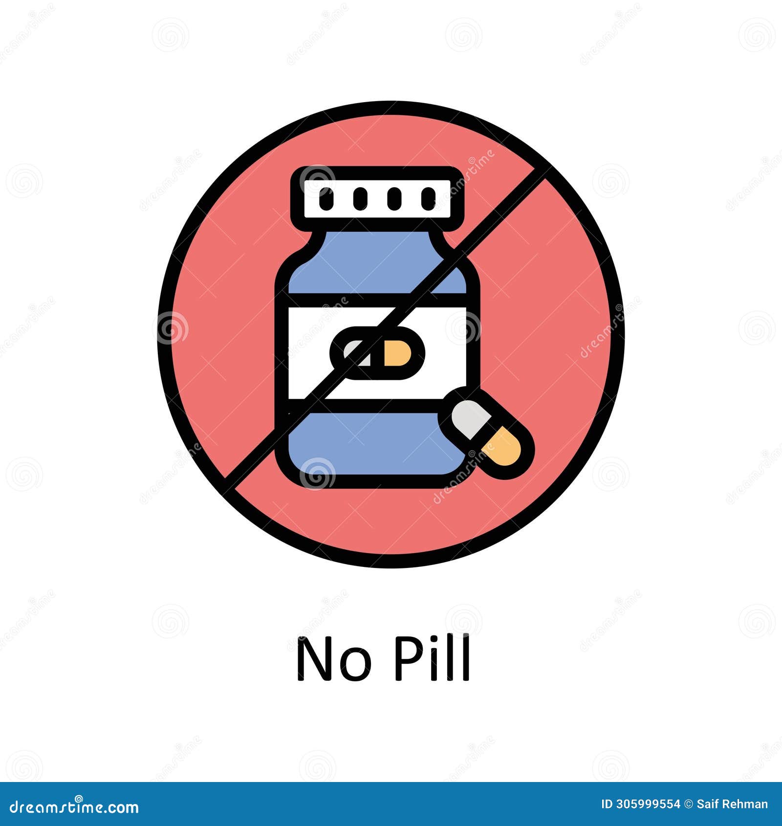 No Pill Vector Filled Outline Icon Style Illustration. EPS 10 File ...