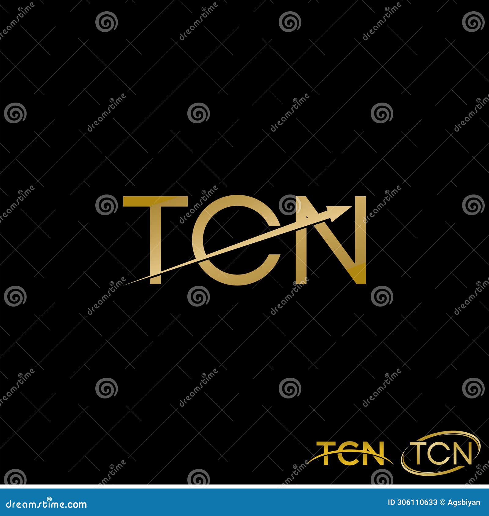 Initial Letter TCN Font Cut Arrow Ellipse Swoosh. Related To Monogram ...