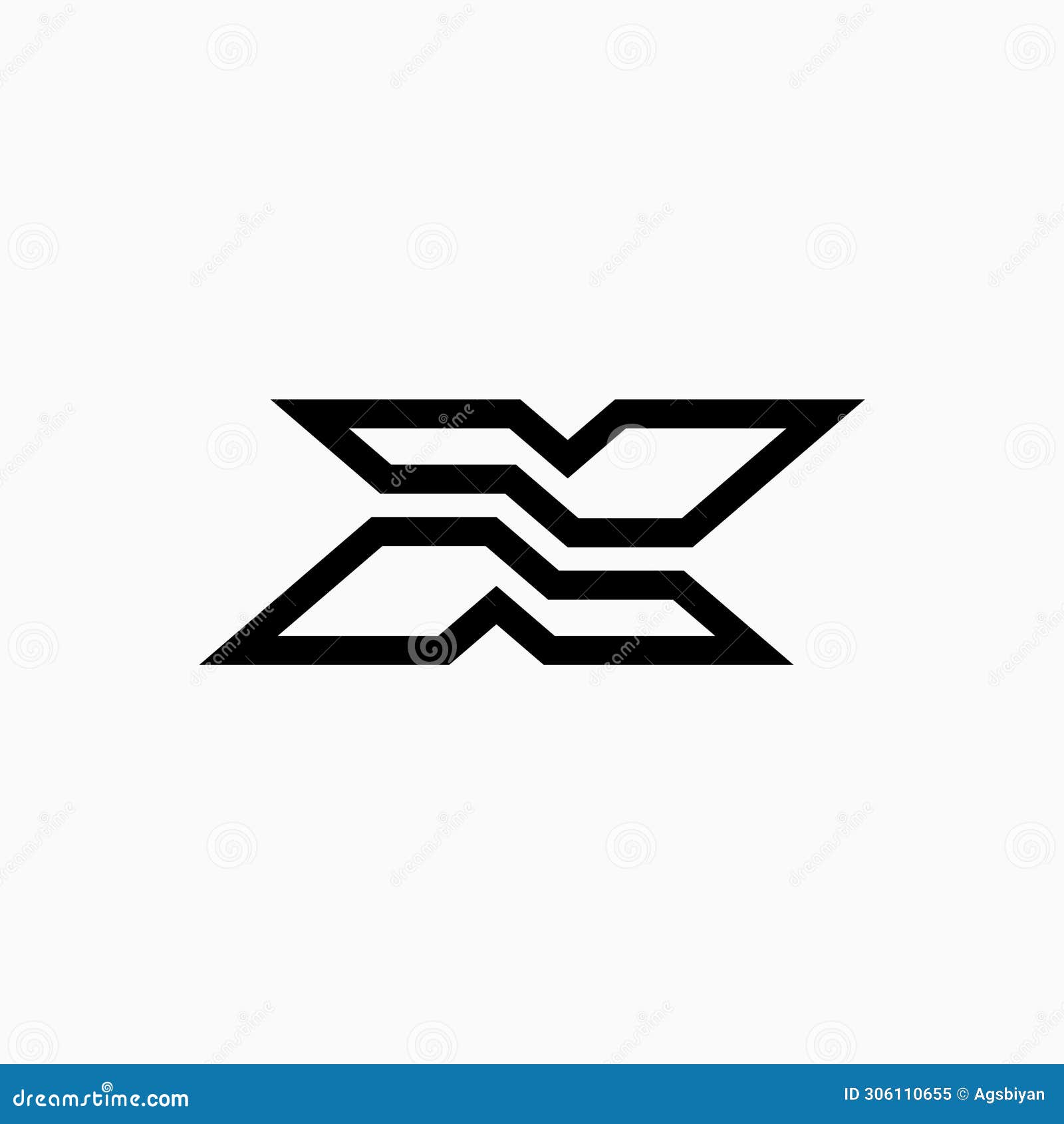 Initial Letter X Font Cut Top Down Flip Out Line. Related Monogram ...