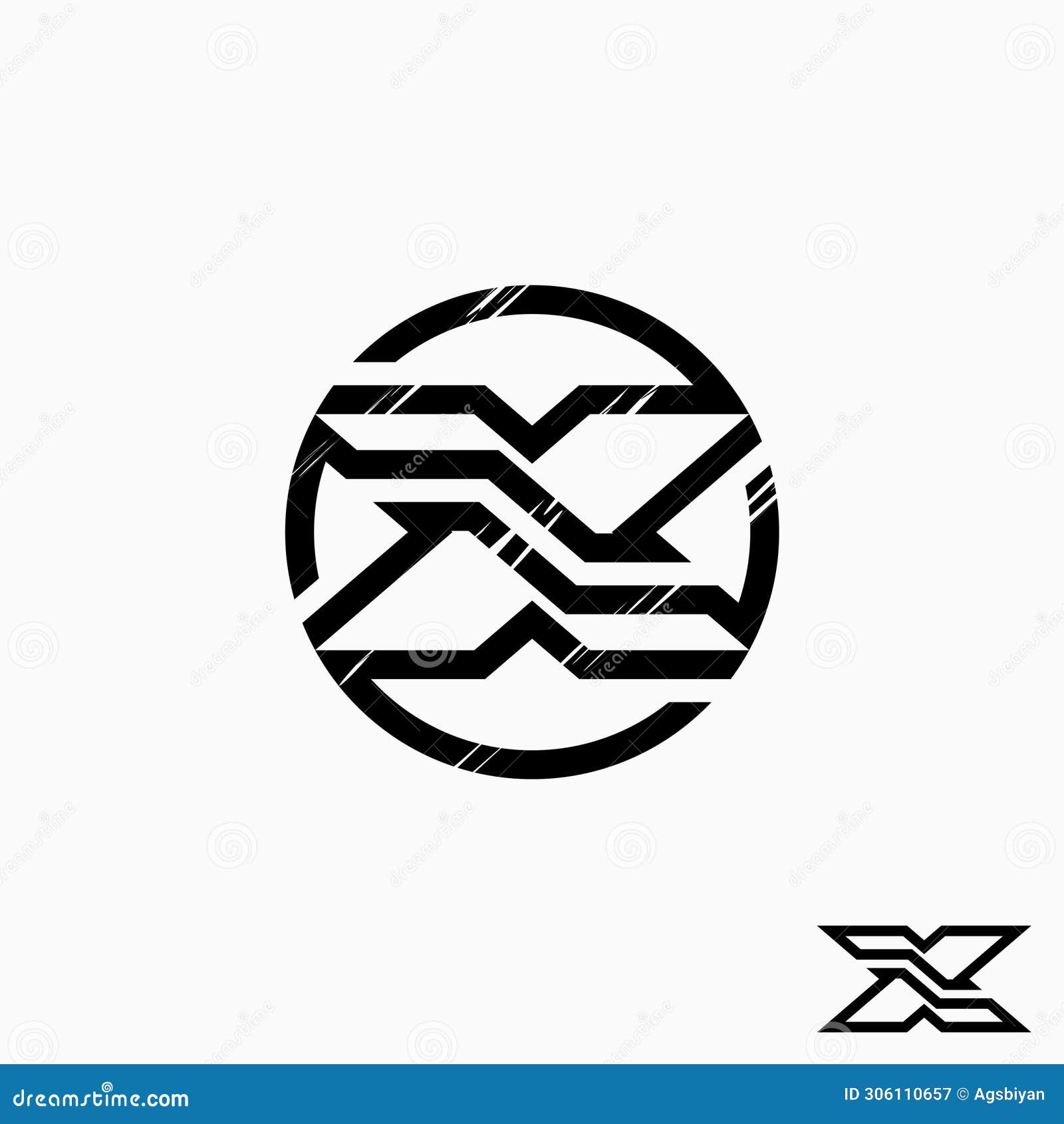 Initial Letter X Font Cut Top Down Flip Circle Line. Related To ...