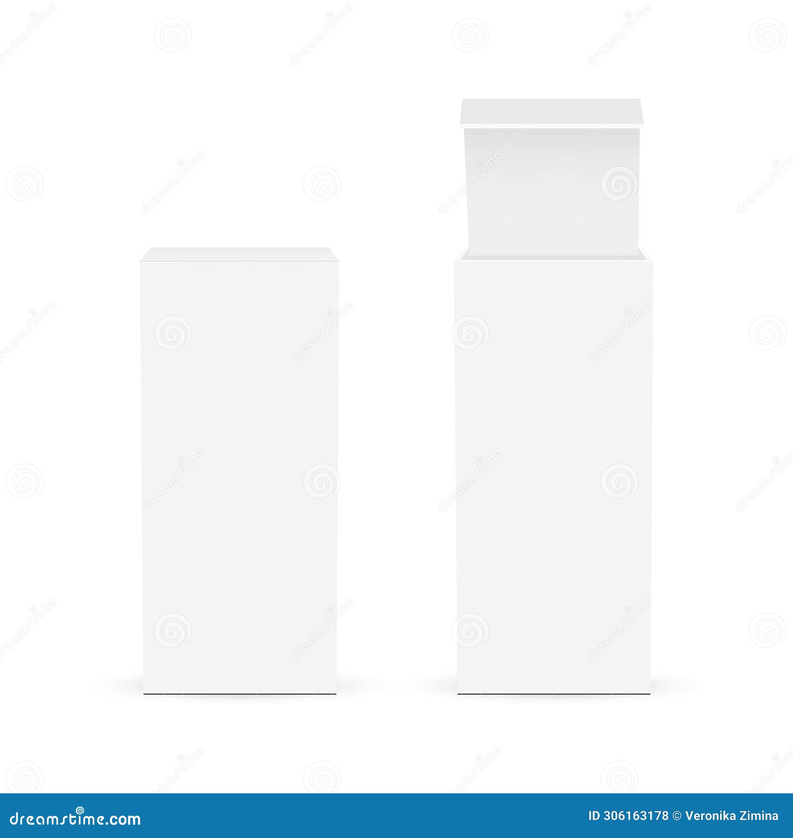 Blank Tall Paper Rectangular Packaging Boxes, Opened and Closed Lid Stock Illustration ...