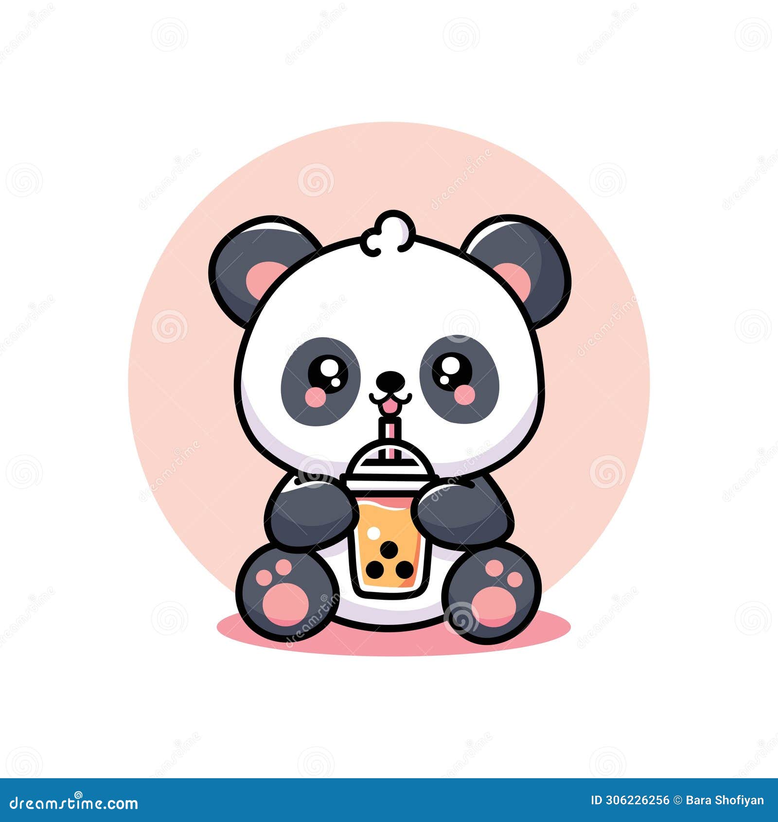 Cute Vector Design Illustration of Panda Drinking Boba Stock Vector ...