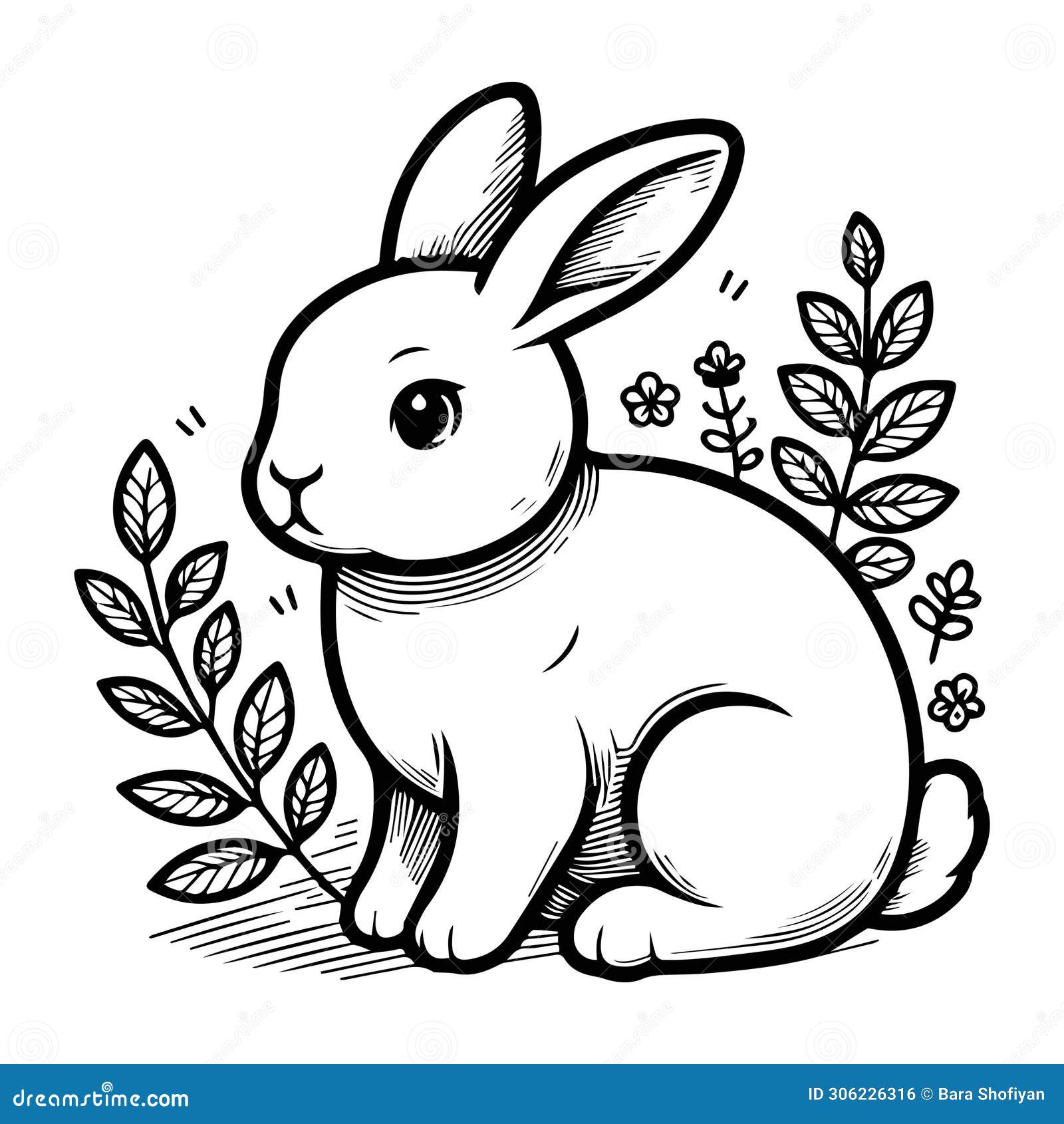 Cute Rabbit Vector Design Illustration for Coloring, Rabbit Picture for ...
