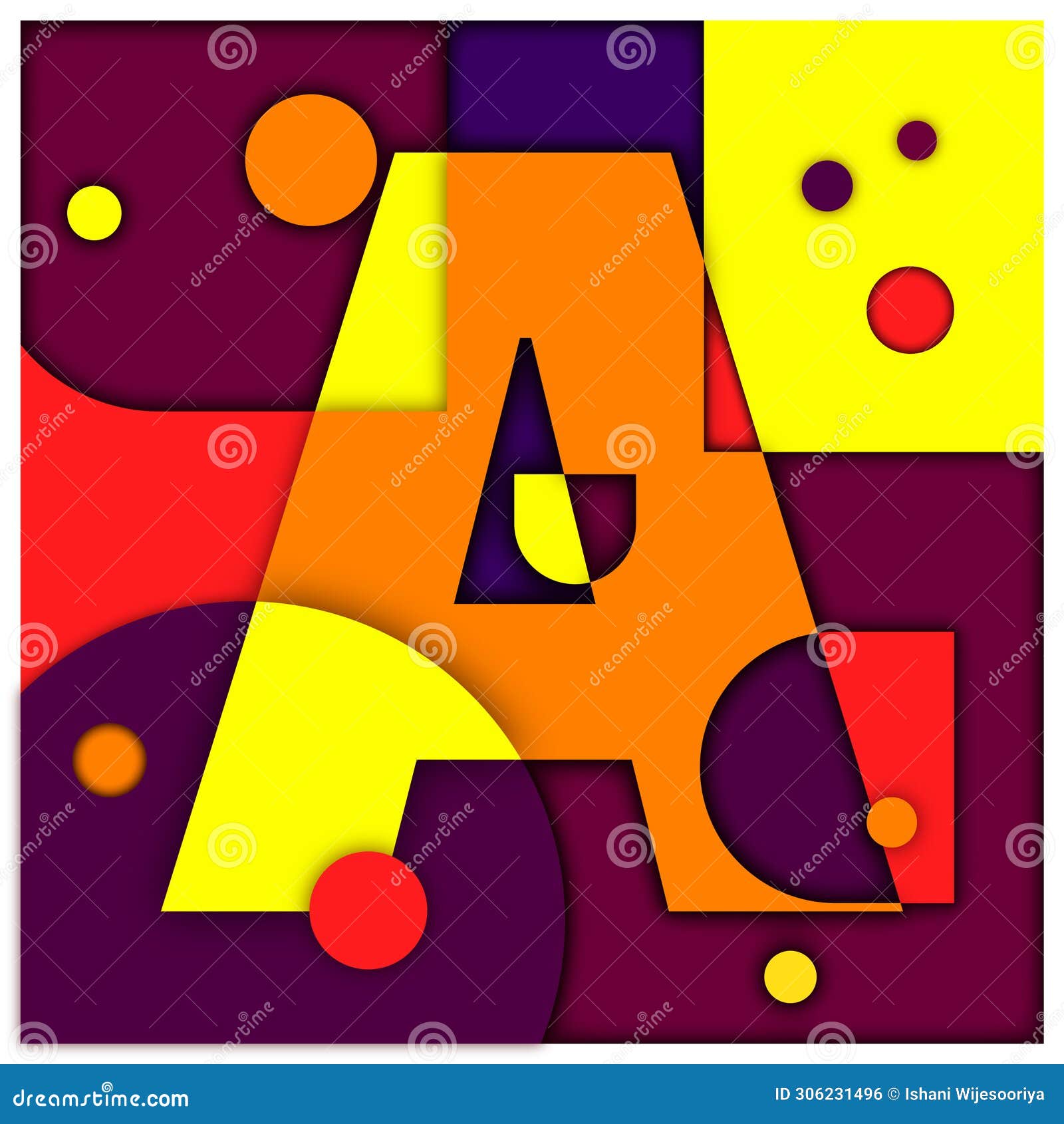 Letter a Creative Design with Basic Shapes and Patterns Stock Vector ...