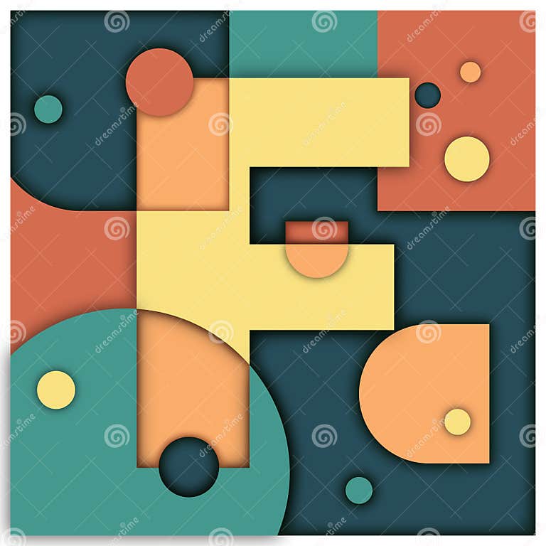 Letter F Creative Design with Basic Shapes and Patterns Stock Vector ...