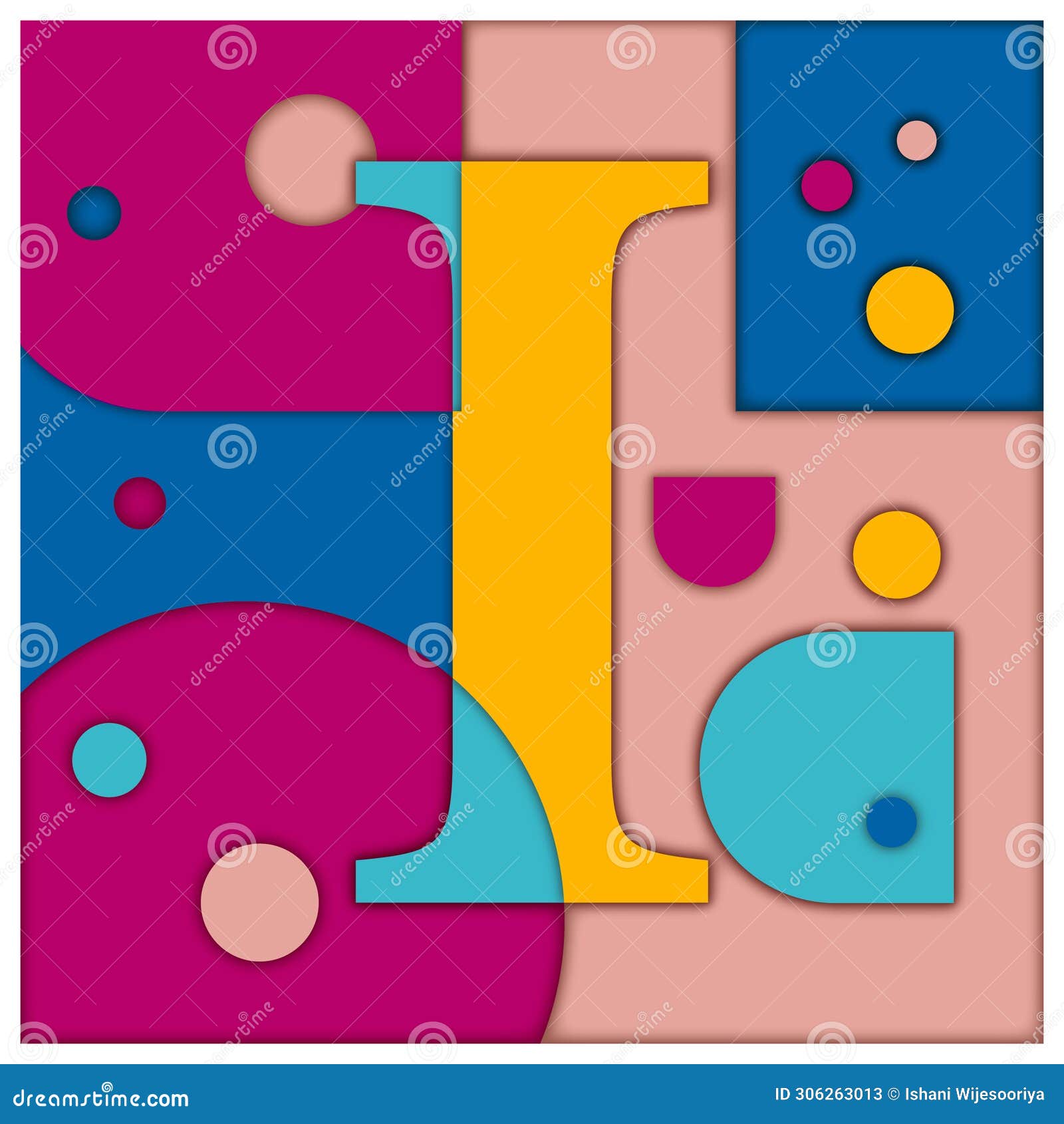 Creative Letter I Design with Colourful Basic Shapes Stock Vector ...