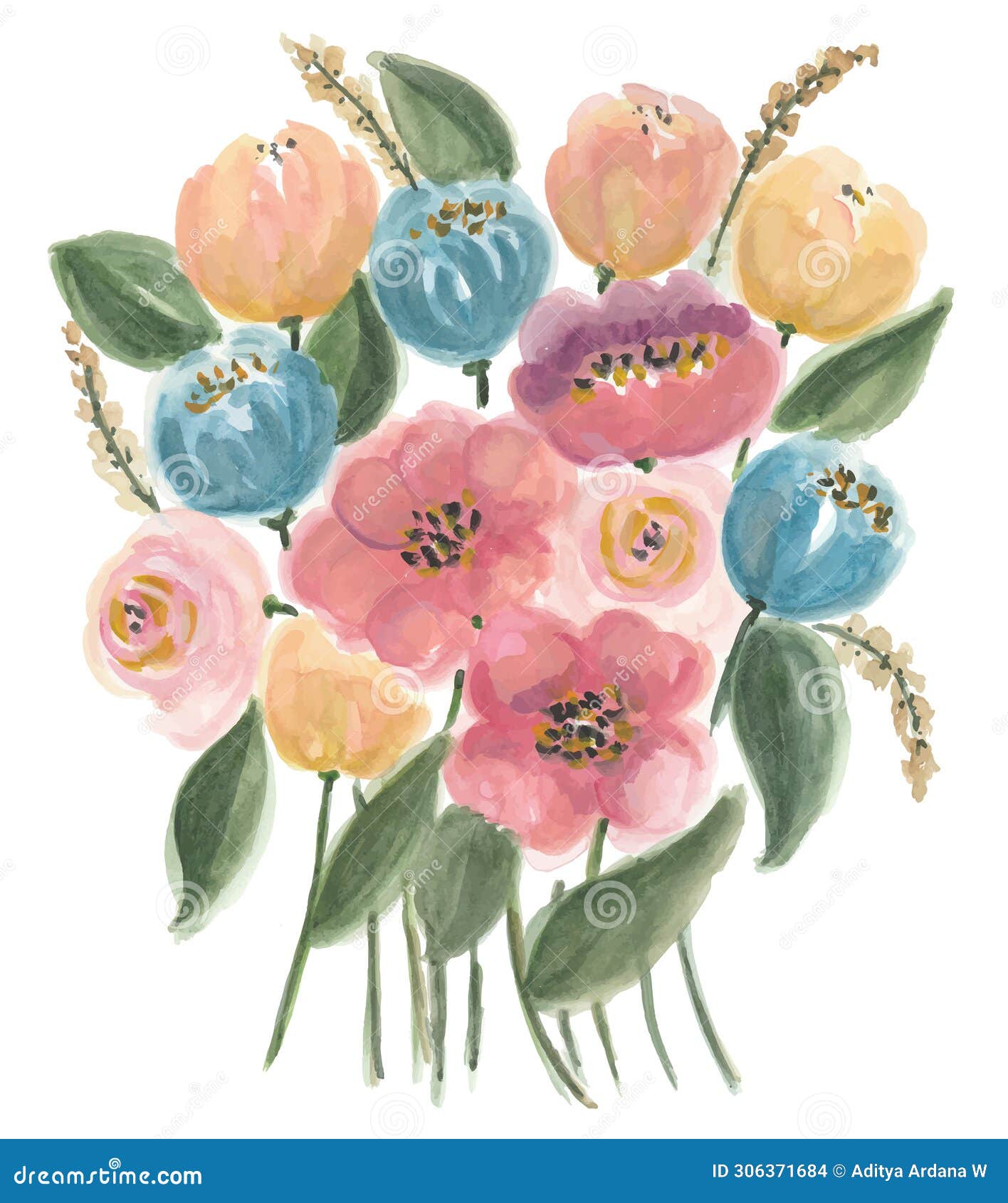 Pastel Loose Floral Watercolor Art Stock Vector - Illustration of ...