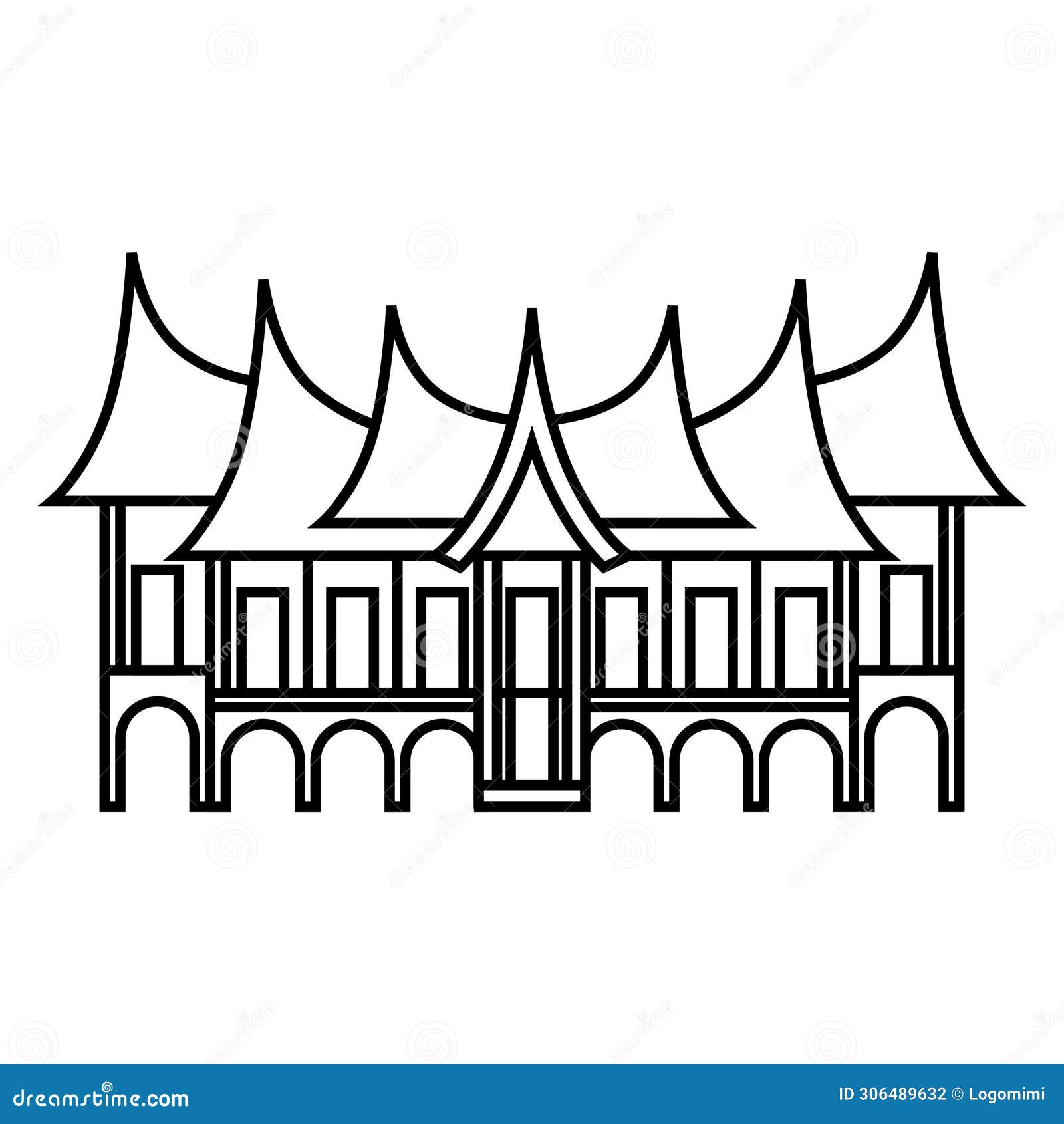 Minang Traditional House Vector Illustration Design Stock Vector ...