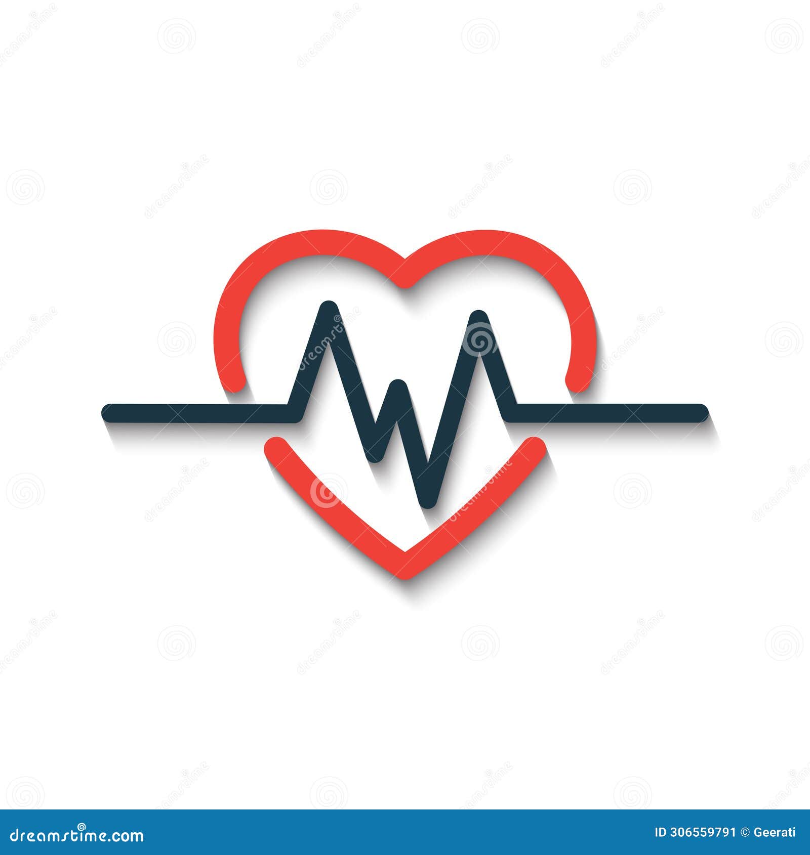 Heartbeat Icon and Electrocardiogram, Heart Rhythm Concept. Stock ...