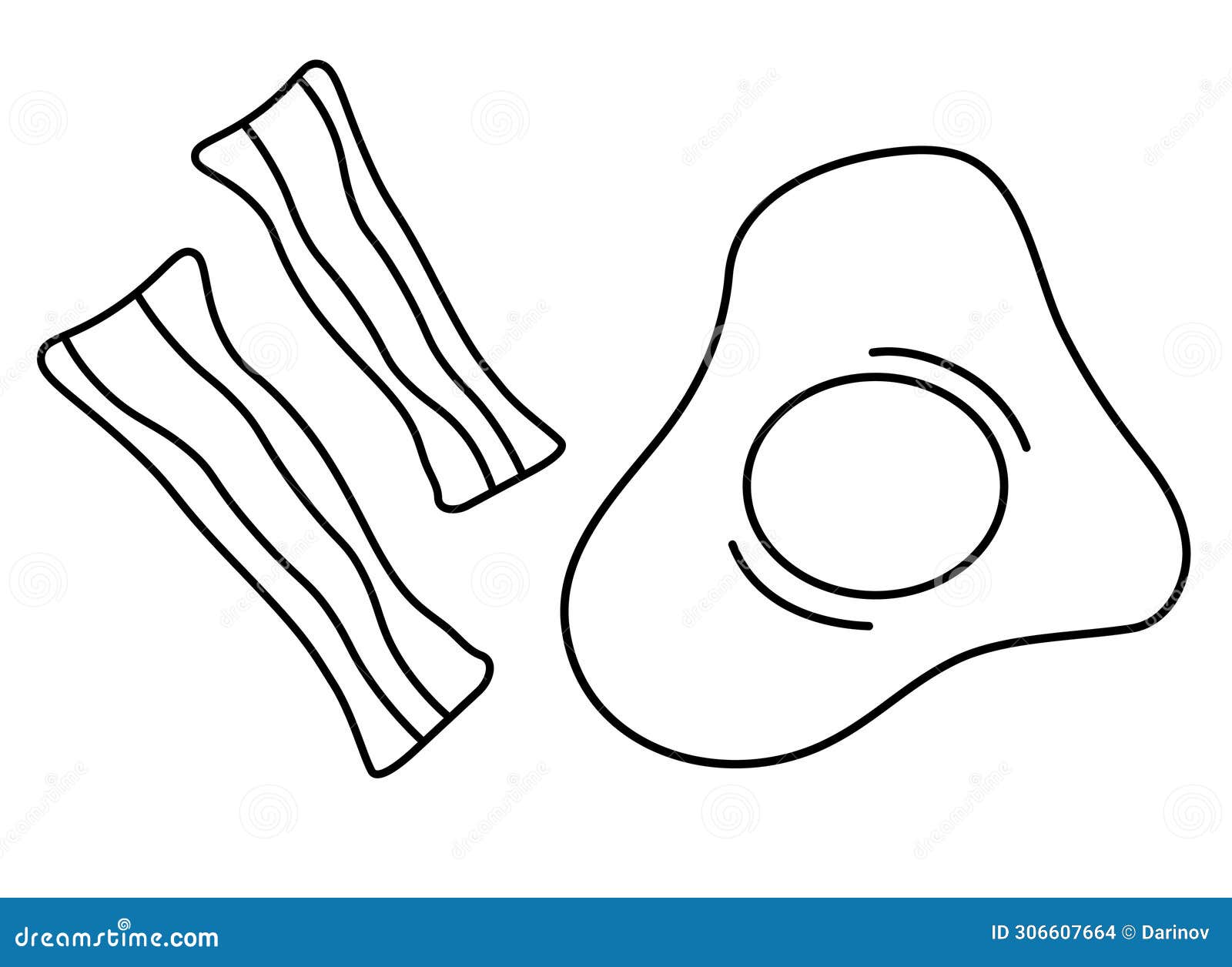 Fried Egg and Bacon. Morning Breakfast. Hand Drawn Doodle Food. Sketch ...