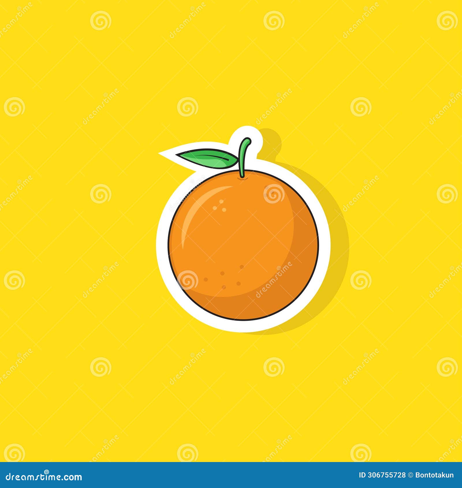 Orange sticker cartoon stock vector. Illustration of fresh - 306755728