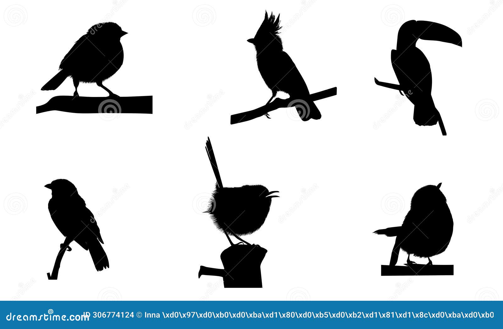 Set of birds stock vector. Illustration of silh, silhouette - 306774124