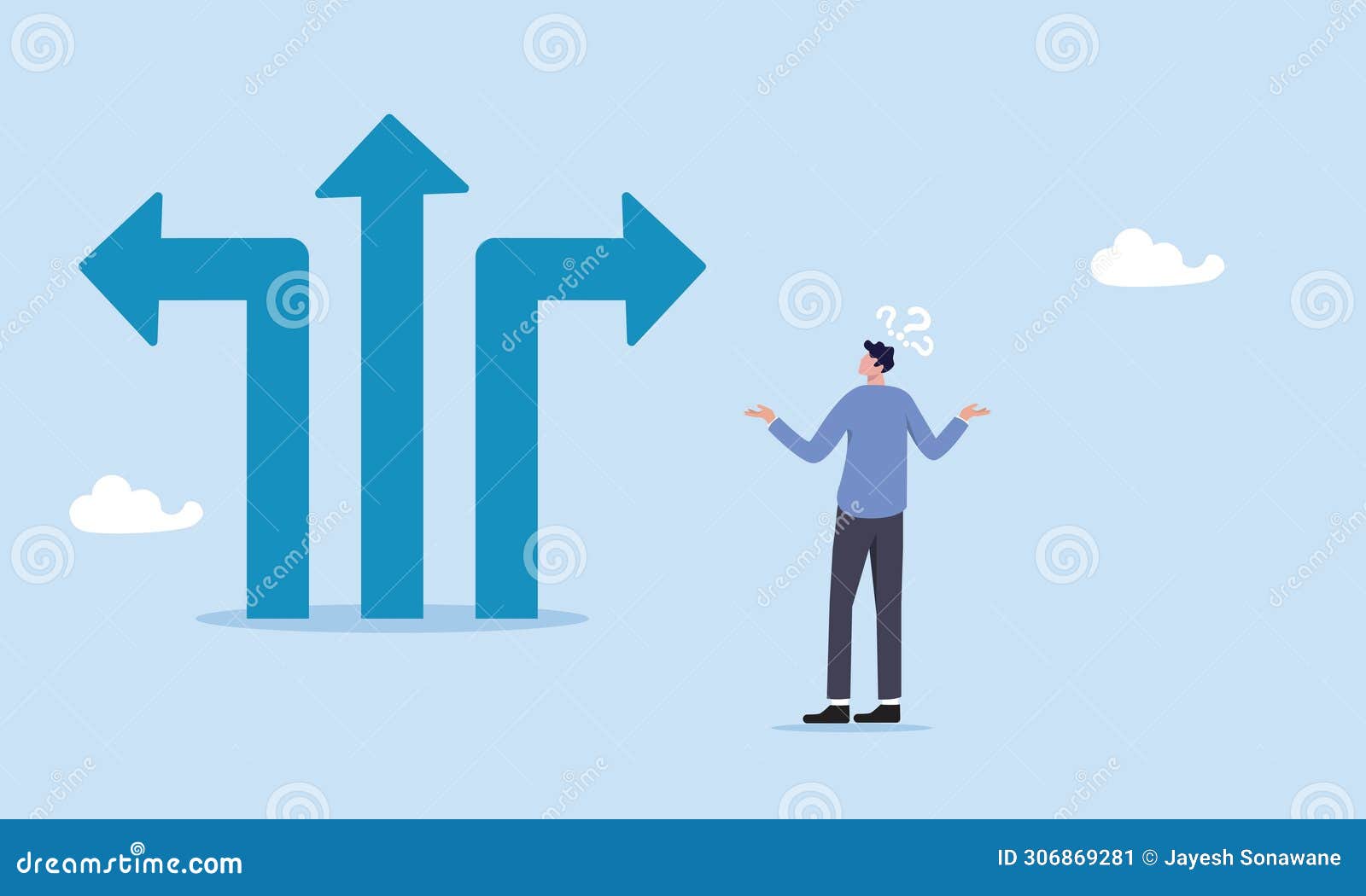 Business Man Thinking on Difference Career Path, Direction Choice ...