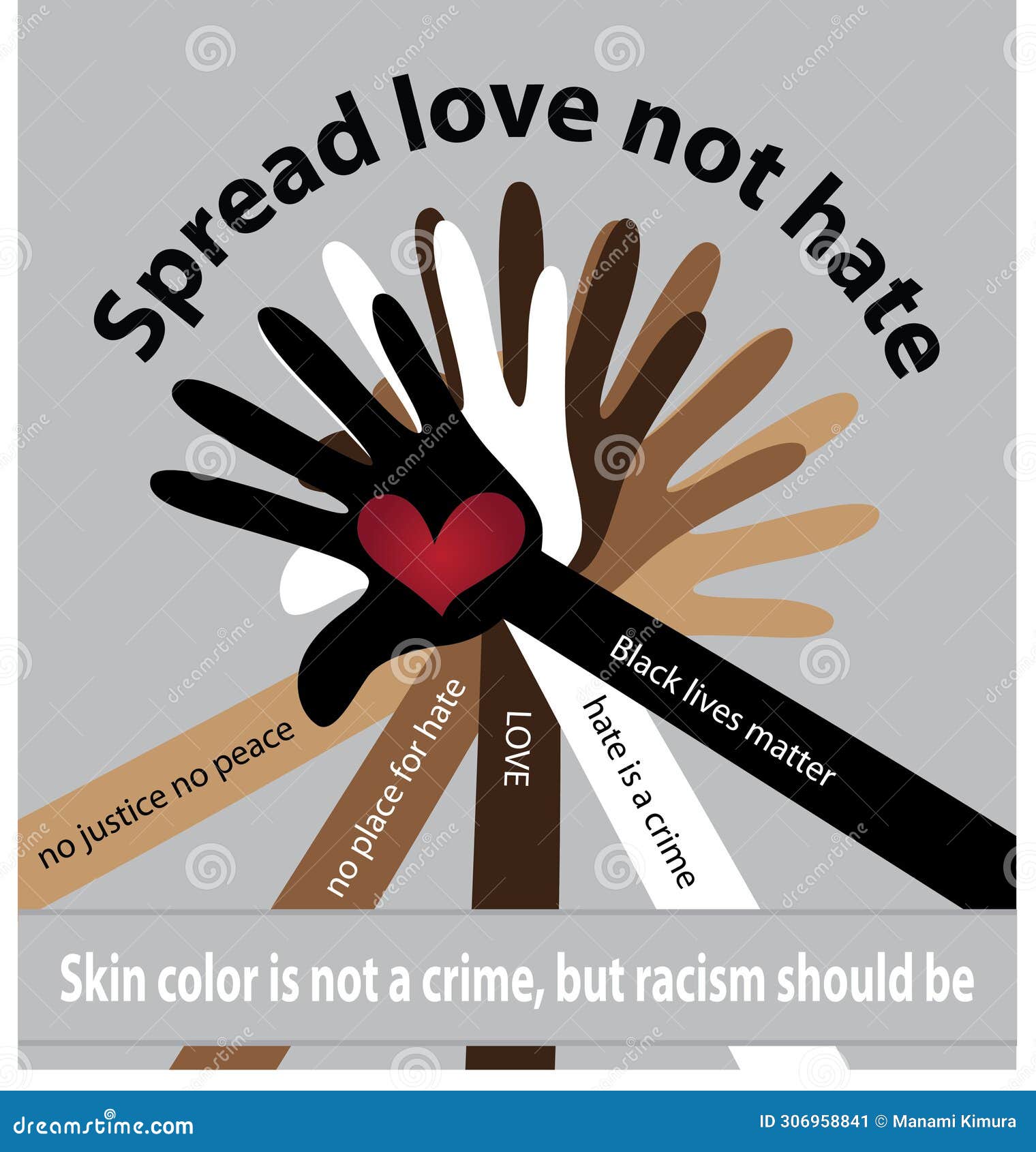 Spread Love Not Hate - Black Lives Matter, Hate is a Crime Stock Vector ...