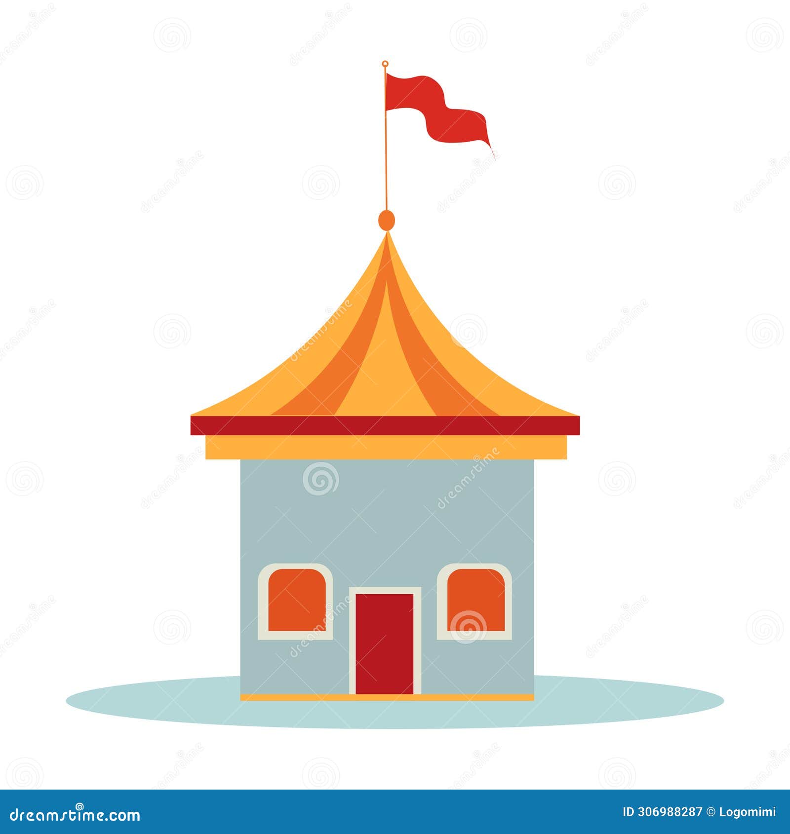 Circus Building Vector Illustration, Amusement Park Design Elements ...