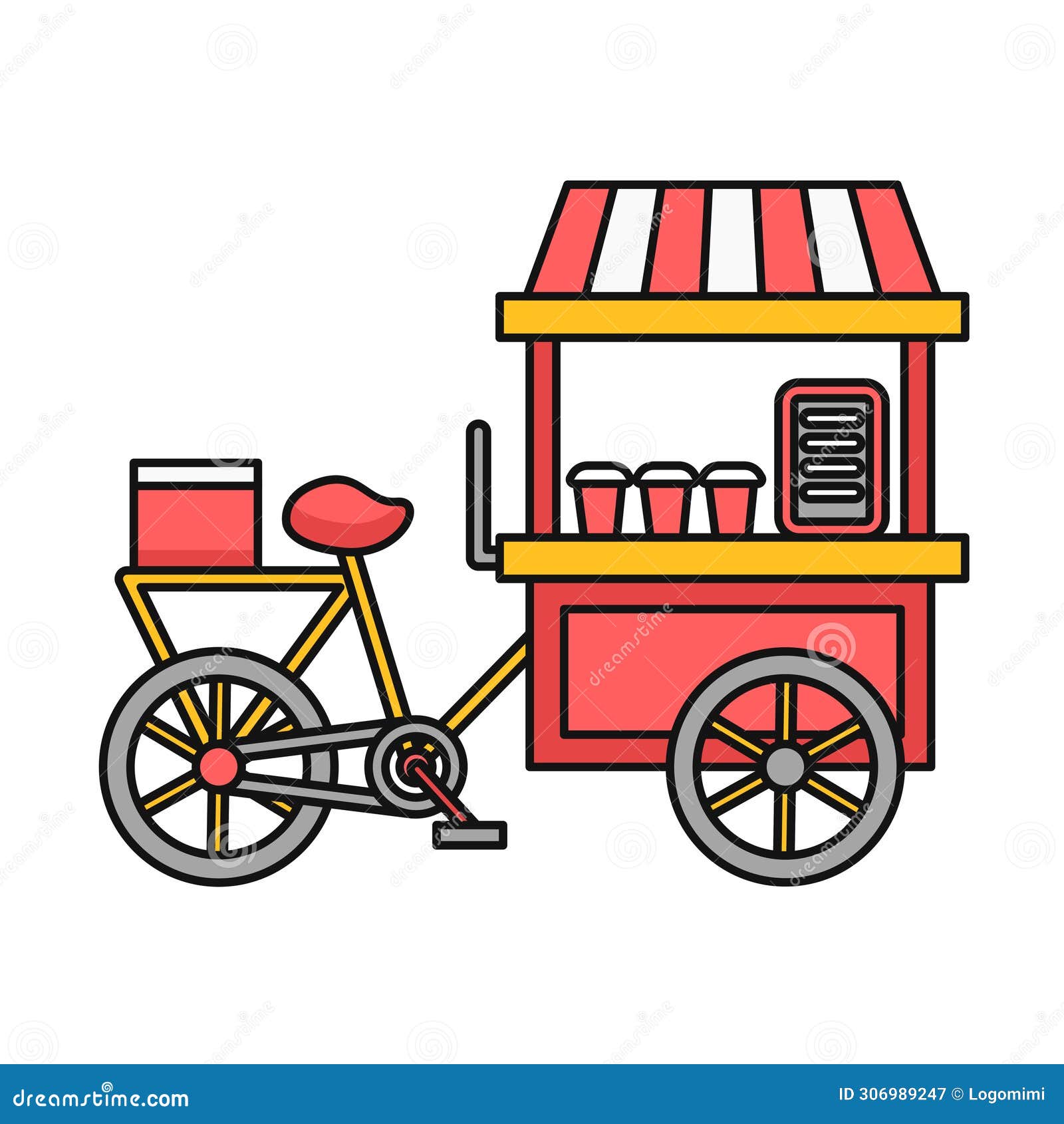 Ice Cream Bike Cart, Drink Cart Icon in Cartoon Style, Gerobak Sepeda ...