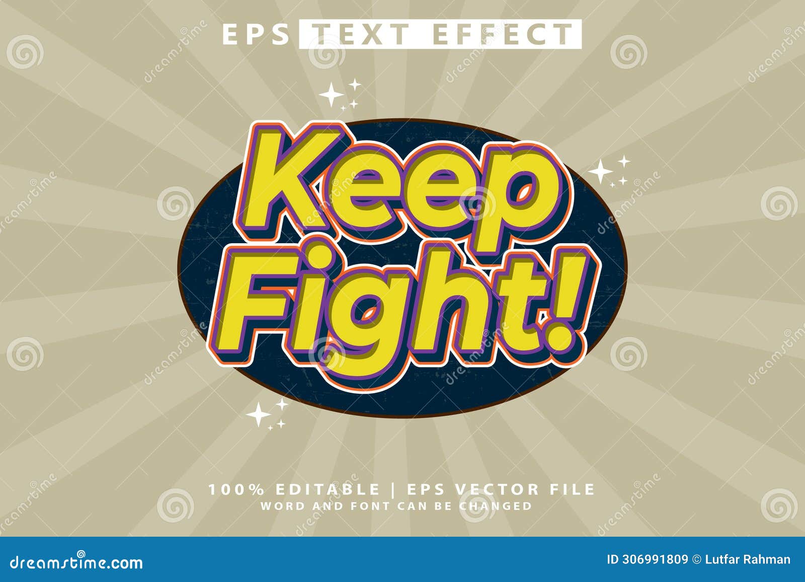 Editable Text Effect Keep Fight 3d Template Style Stock Vector ...