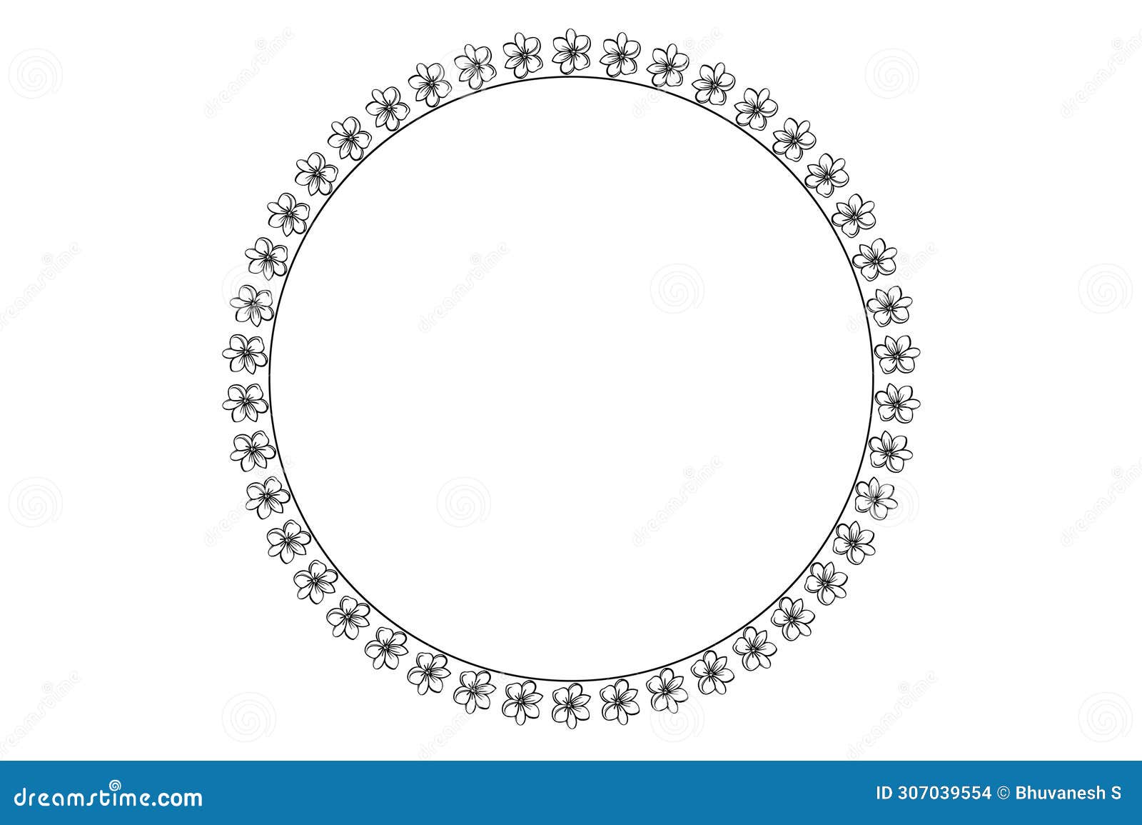 Beautiful Flowers Decorated As Round Frame Design Isolated on White ...