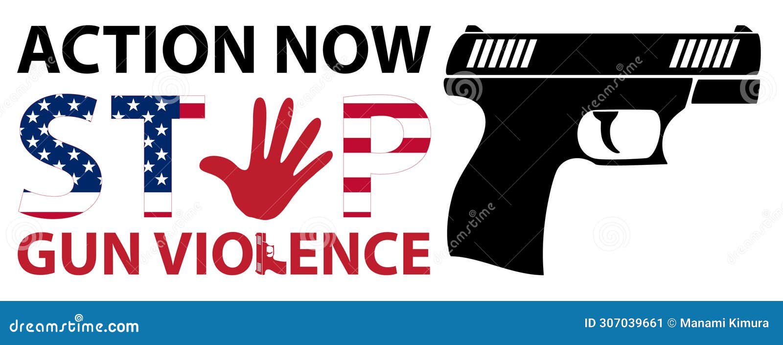 Action Now, Stop Gun Violence Poster with the American Flag Motif Stock ...