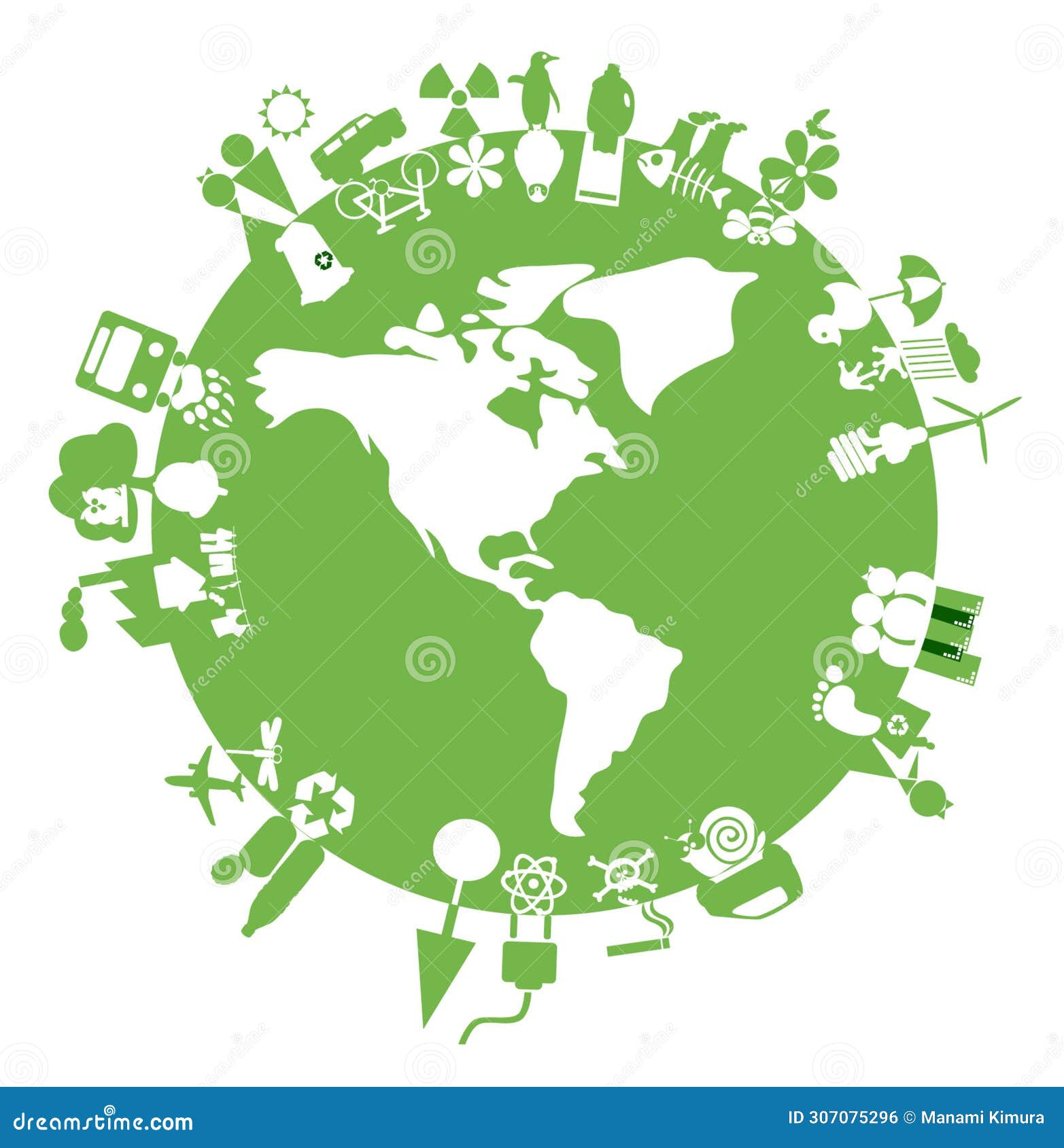 Globe with Realty and Ideal Environmental Situation. Stock Vector ...