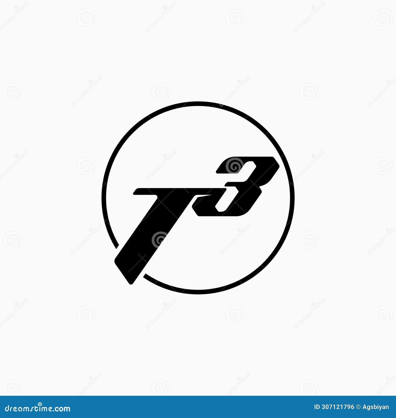 Letter Initial Sign Icon TB or T3 Font Sport Line Circle Relate ...