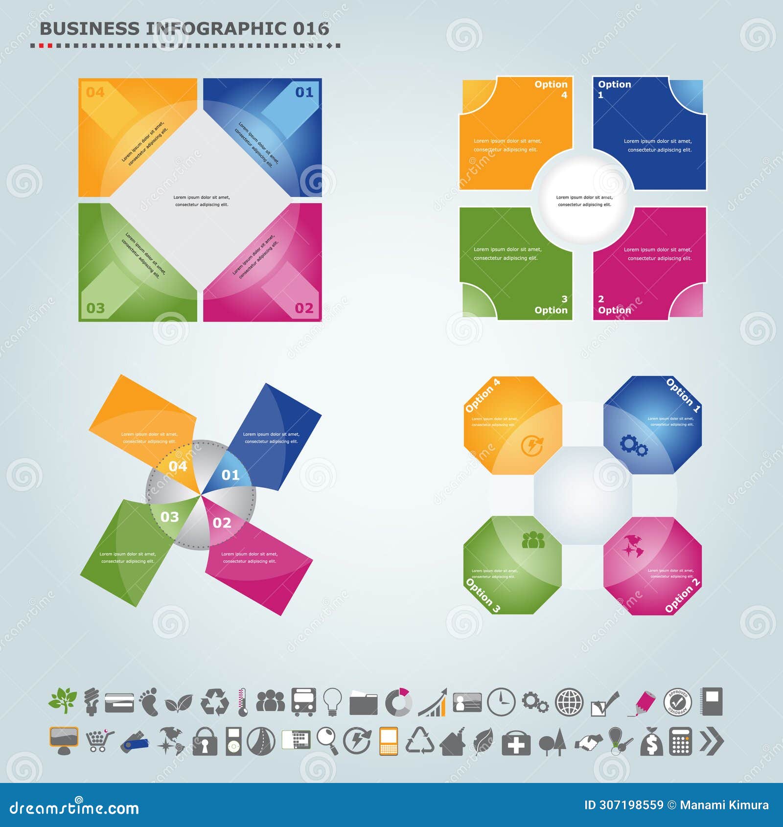 Set of 4 Business Infographic Clean Templates with Economy, Transport ...