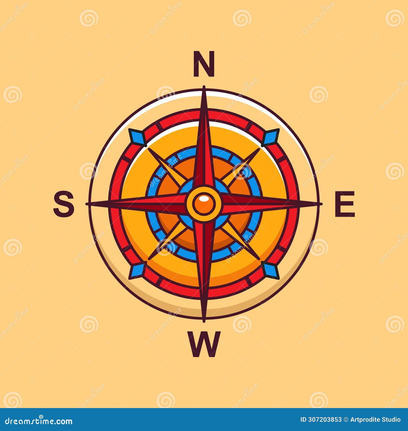 Cartoon Vector Illustration of Compass. Stock Vector - Illustration of ...