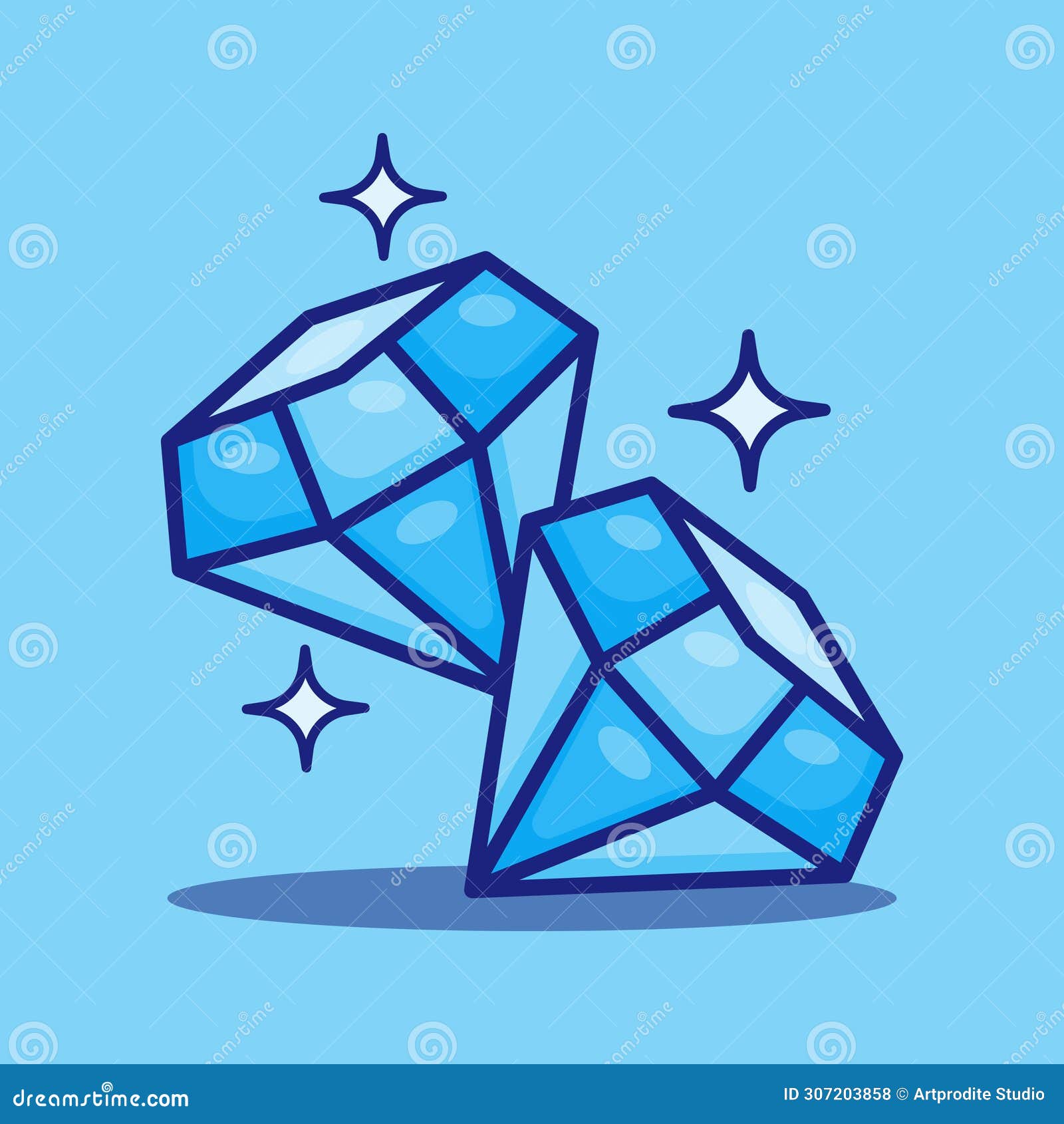 Cartoon Vector Illustration of Diamond. Stock Vector - Illustration of ...