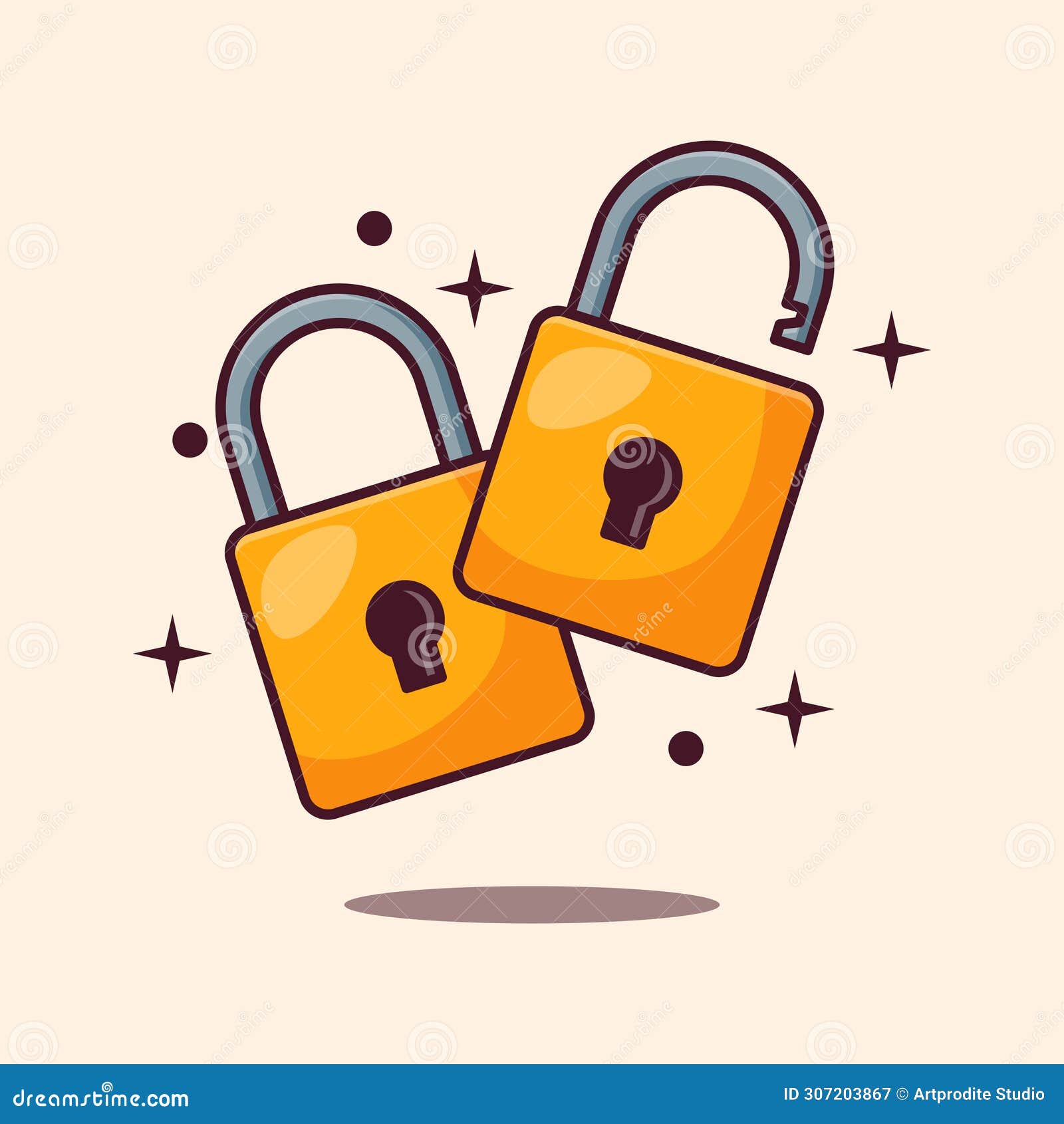 Cartoon Vector Illustration of Padlock. Stock Vector - Illustration of ...