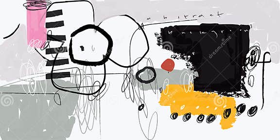 Artistic Abstract Modern Stroke Rough Hand Drawing Background and ...