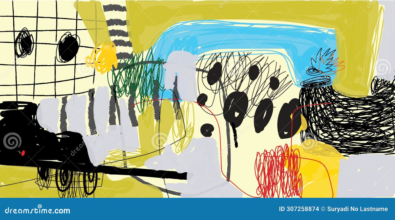 Artistic Abstract Modern Stroke Rough Hand Drawing Background and ...