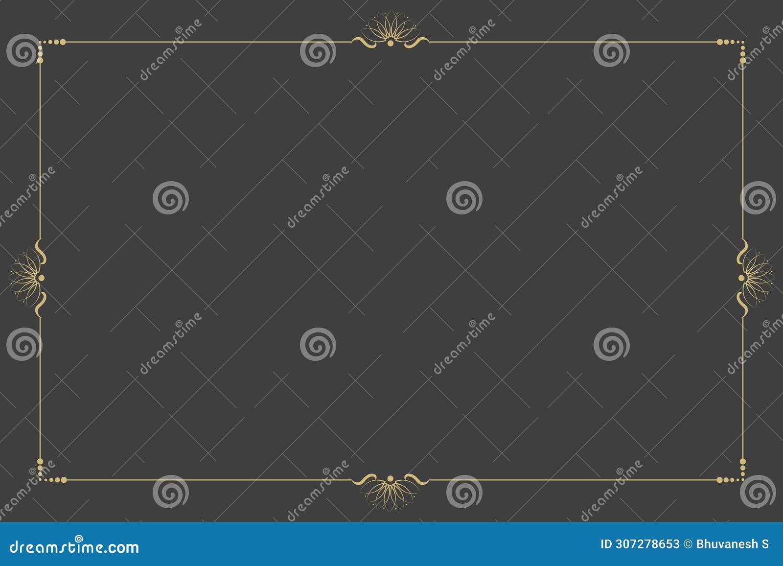 Rectangle Border Frame Design Concept of Lotus Flower and Lines ...