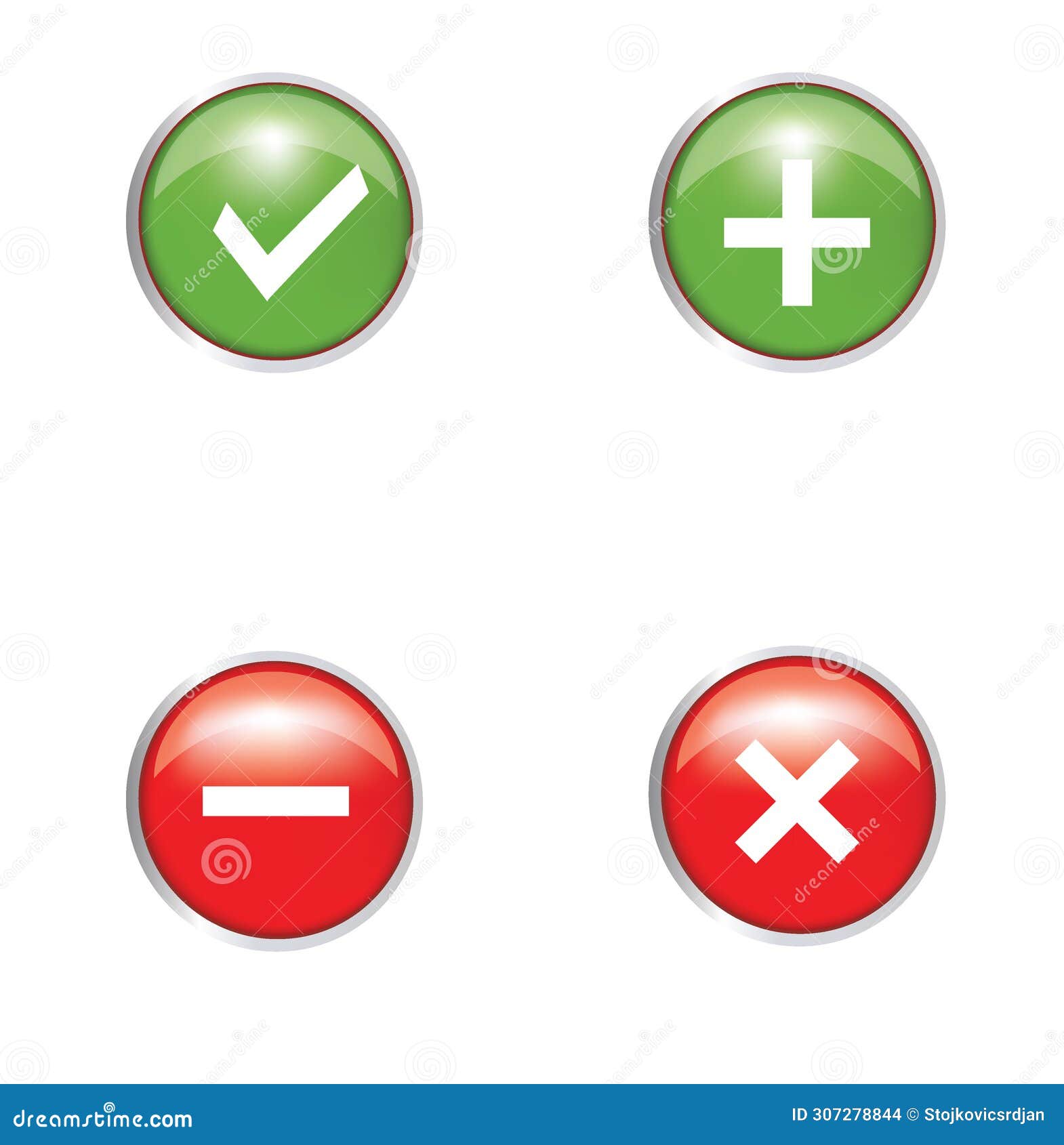 Permission Buttons Icons Set Stock Vector - Illustration of quiz ...