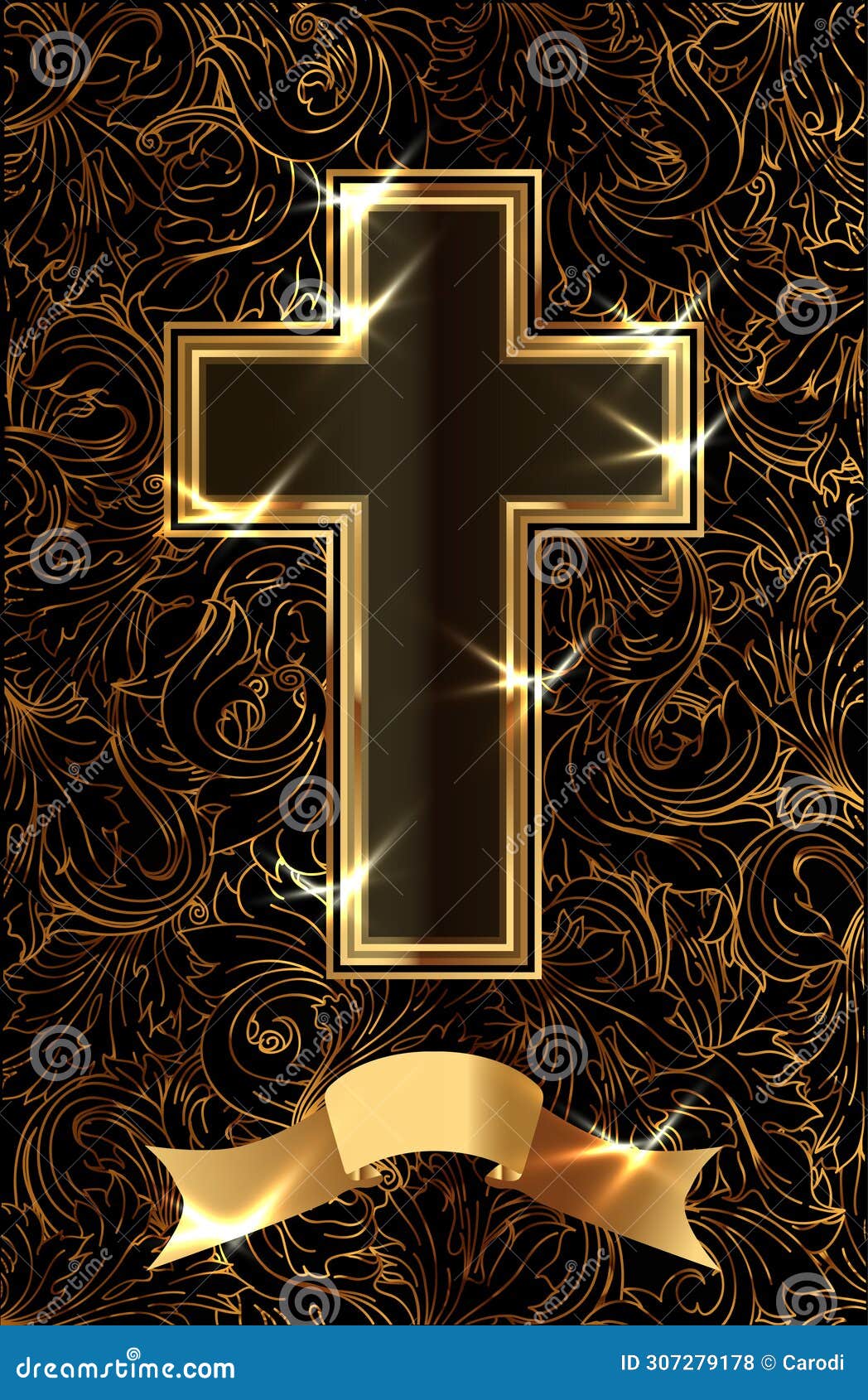 Golden Easter Cross Greeting Card, Vip, Vector Stock Vector ...