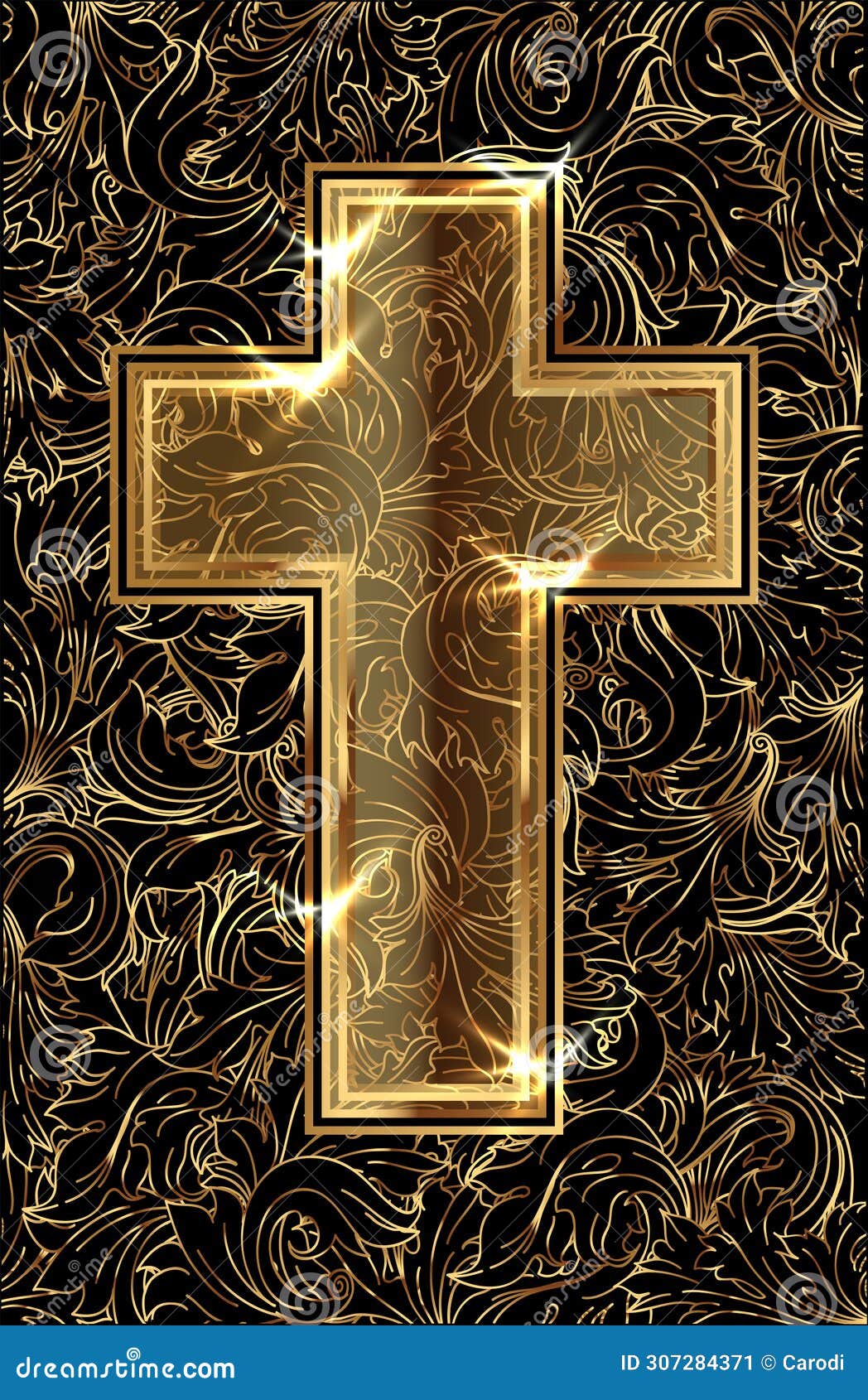 Golden Easter Cross Invitation Card, Vector Stock Vector - Illustration ...