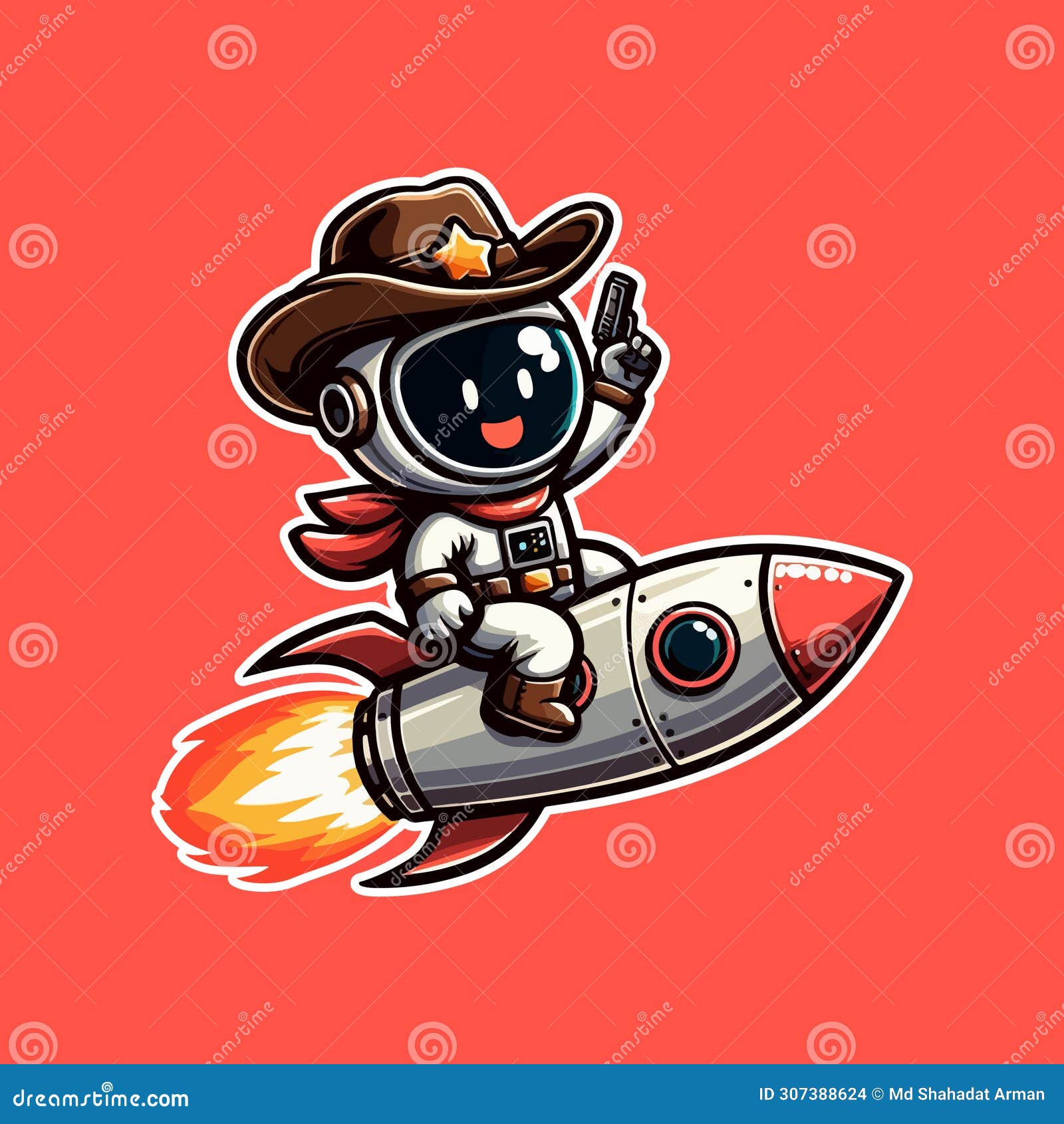 A Astronaut Riding Rocket Like a Bull Illustration Stock Vector ...