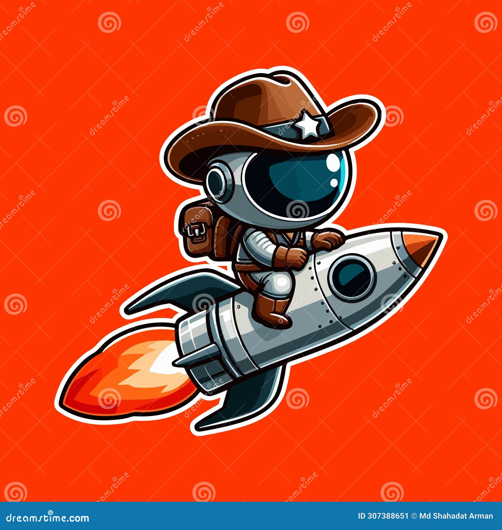A Astronaut Riding Rocket Like a Bull Illustration Stock Vector ...