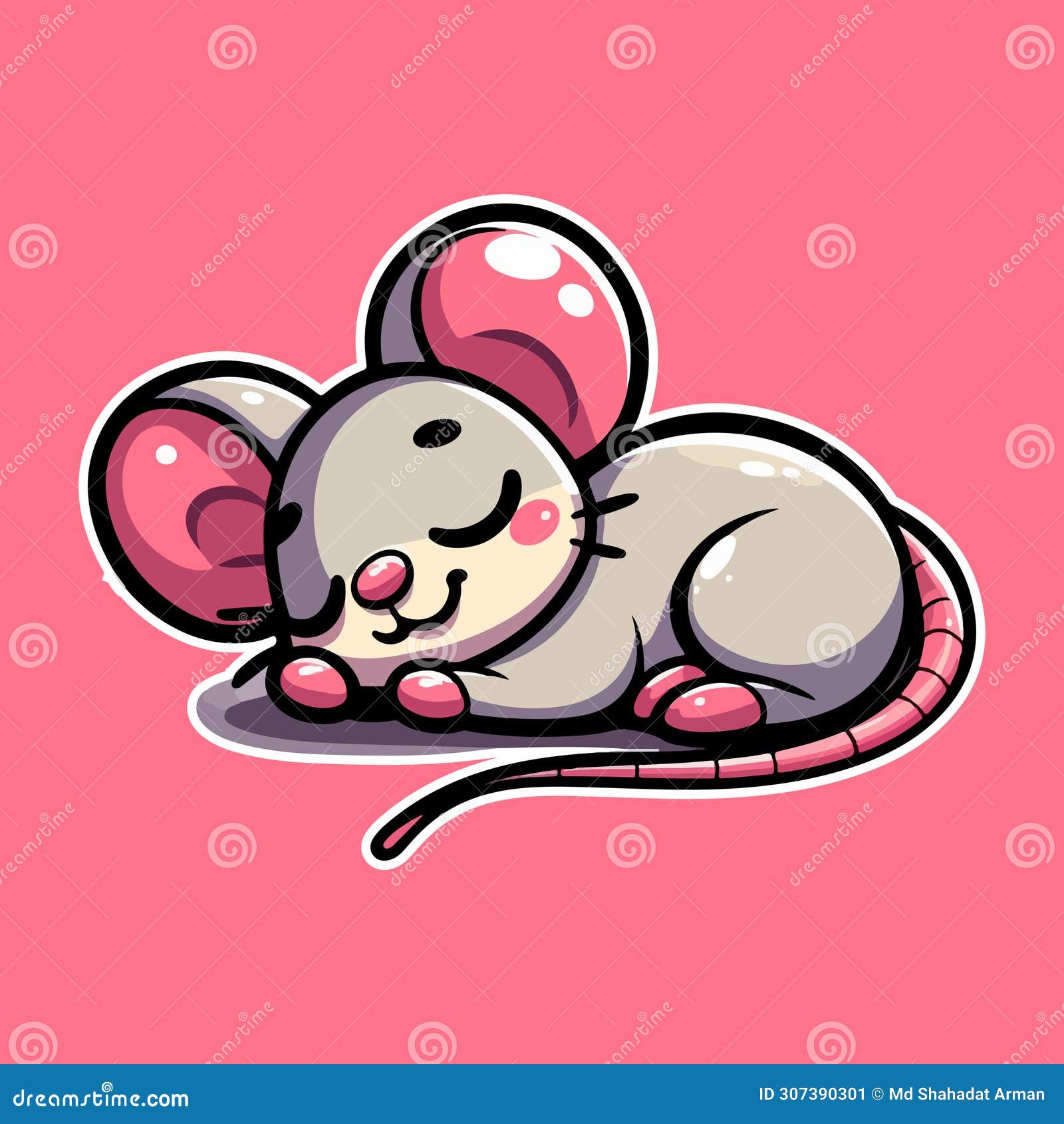 A Tired Mice Laying on His Stomach with His Legs Stretched Stock Vector ...