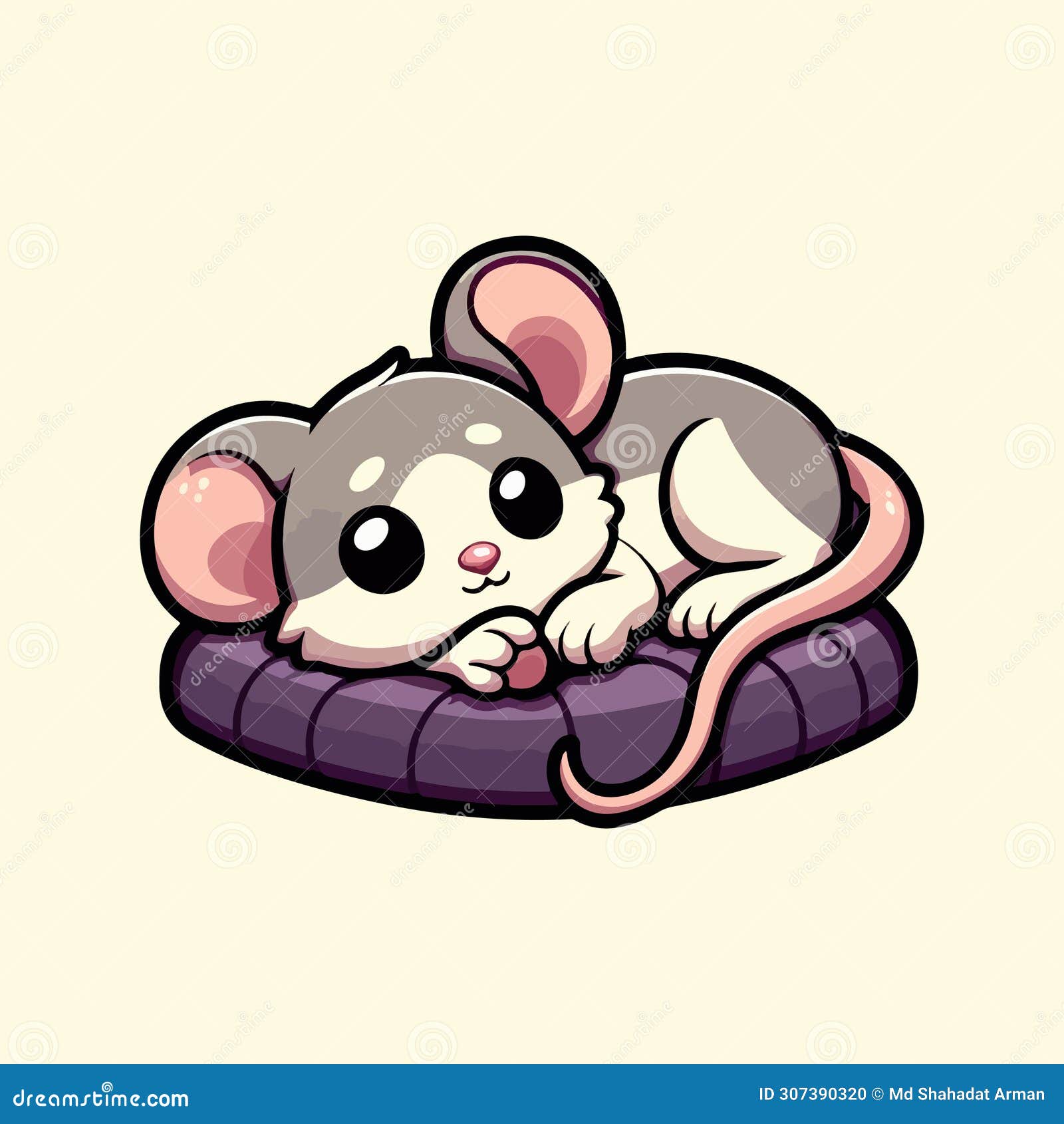 A Tired Mice Laying on His Stomach with His Legs Stretched Stock Vector ...