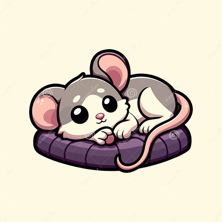 A Tired Mice Laying on His Stomach with His Legs Stretched Stock Vector ...