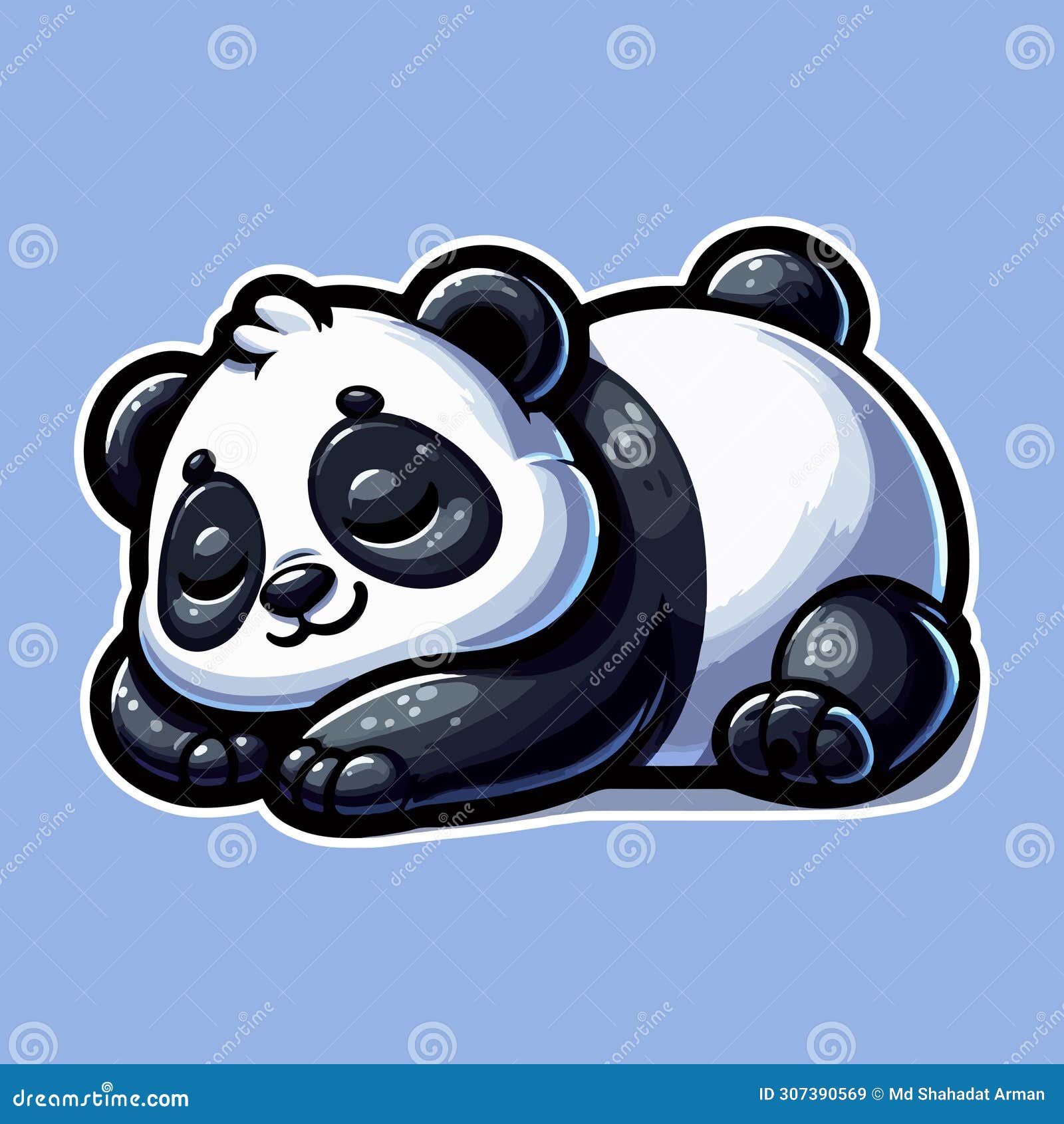 A Tired Panda Laying on His Stomach with His Legs Stretched Stock ...