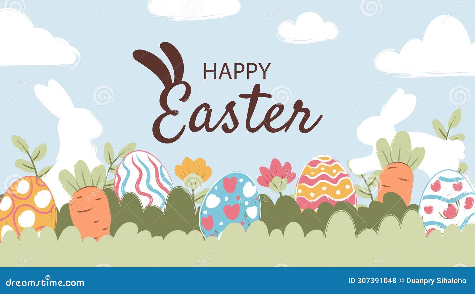 Happy Easter Banner, Poster, Greeting Card. Watercolor Style Stock ...