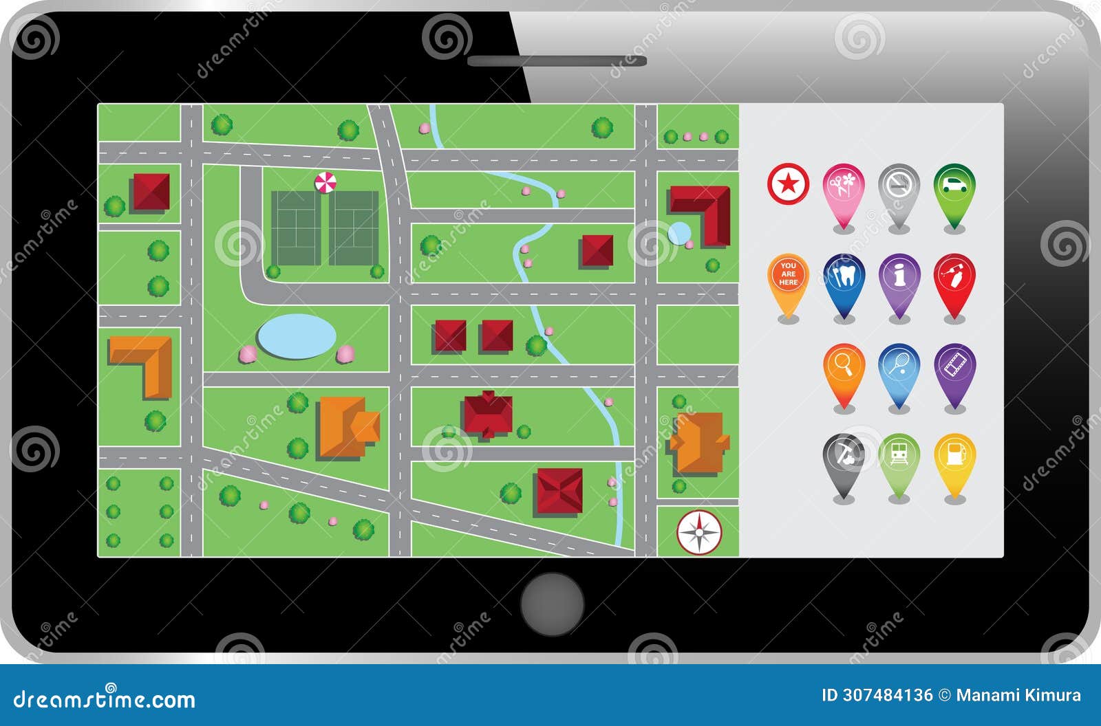 Bird View Map of City with Legends Stock Vector - Illustration of ...