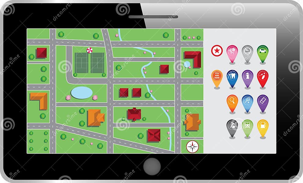 Bird View Map of City with Legends Stock Vector - Illustration of ...