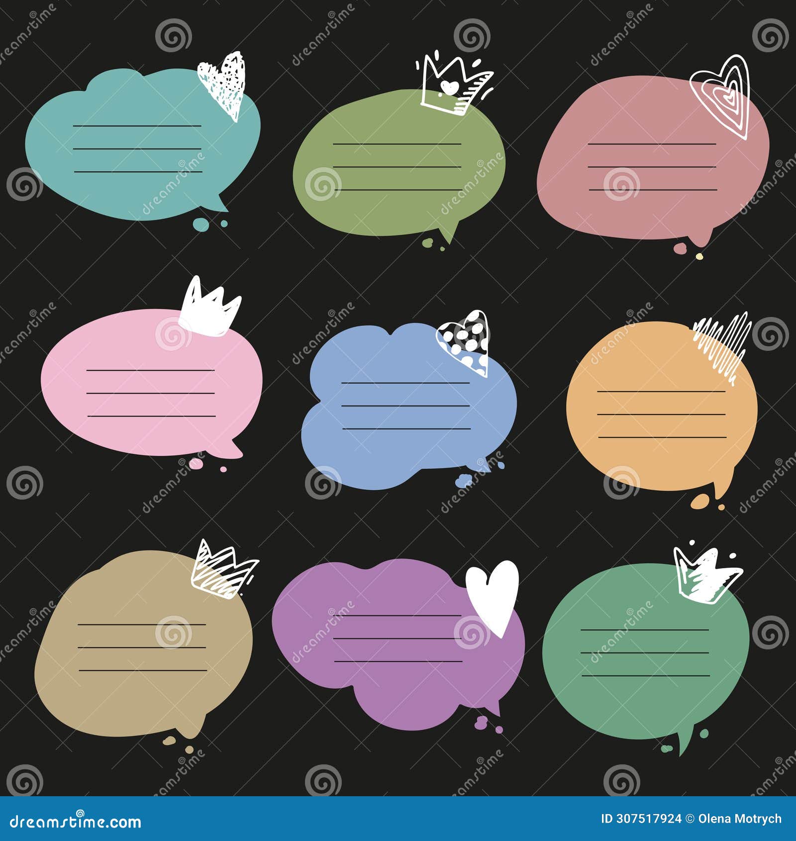 Vector Set with Cute Talk Bubbles, Stickers Different Colors. Great ...