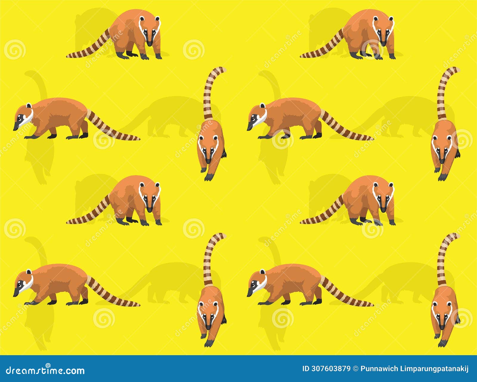 South American Coati Cartoon Seamless Wallpaper Background Stock Vector ...