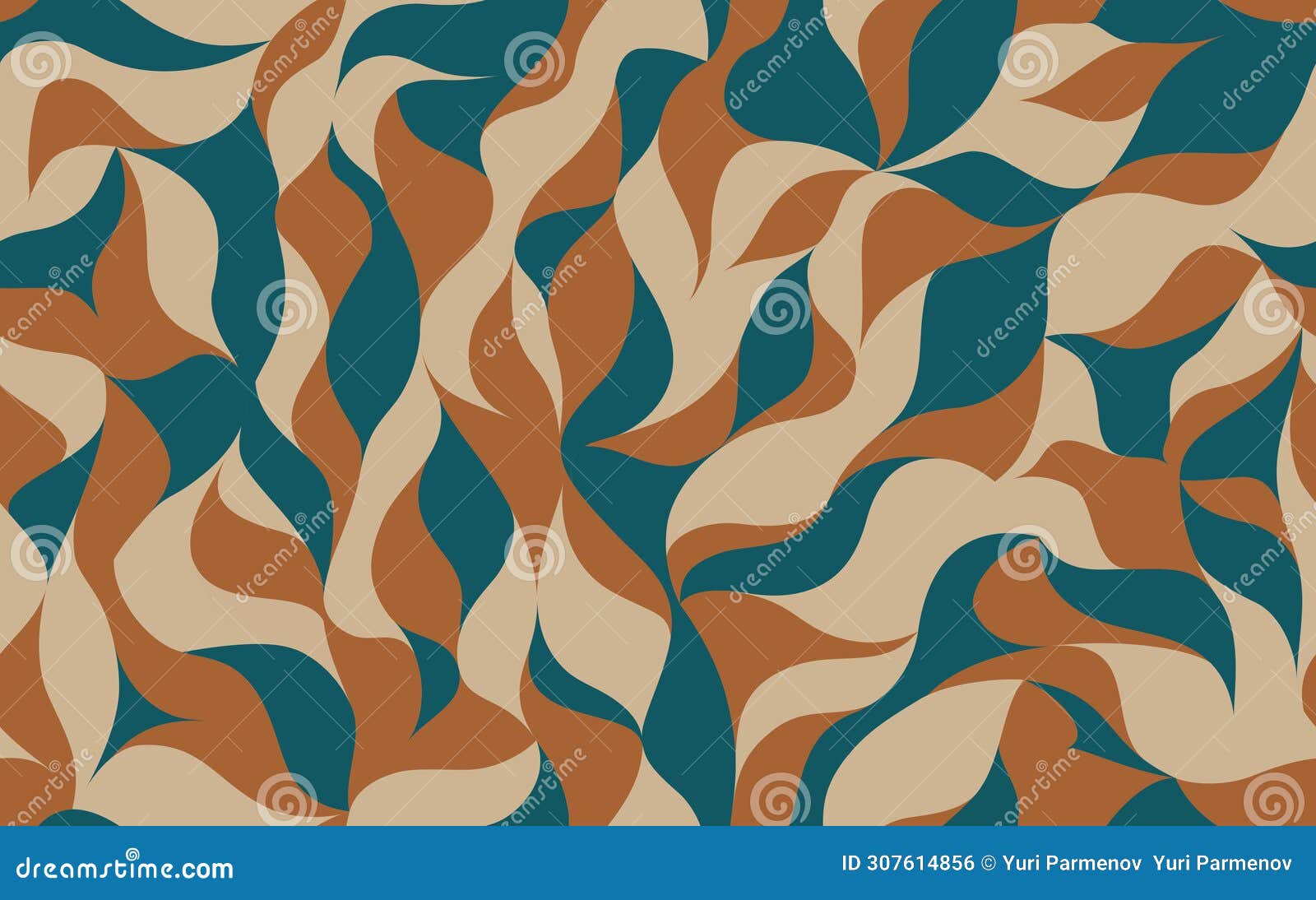 Curly Waves Tracery, Stylized Abstract Petals Pattern. Vector Seamless ...