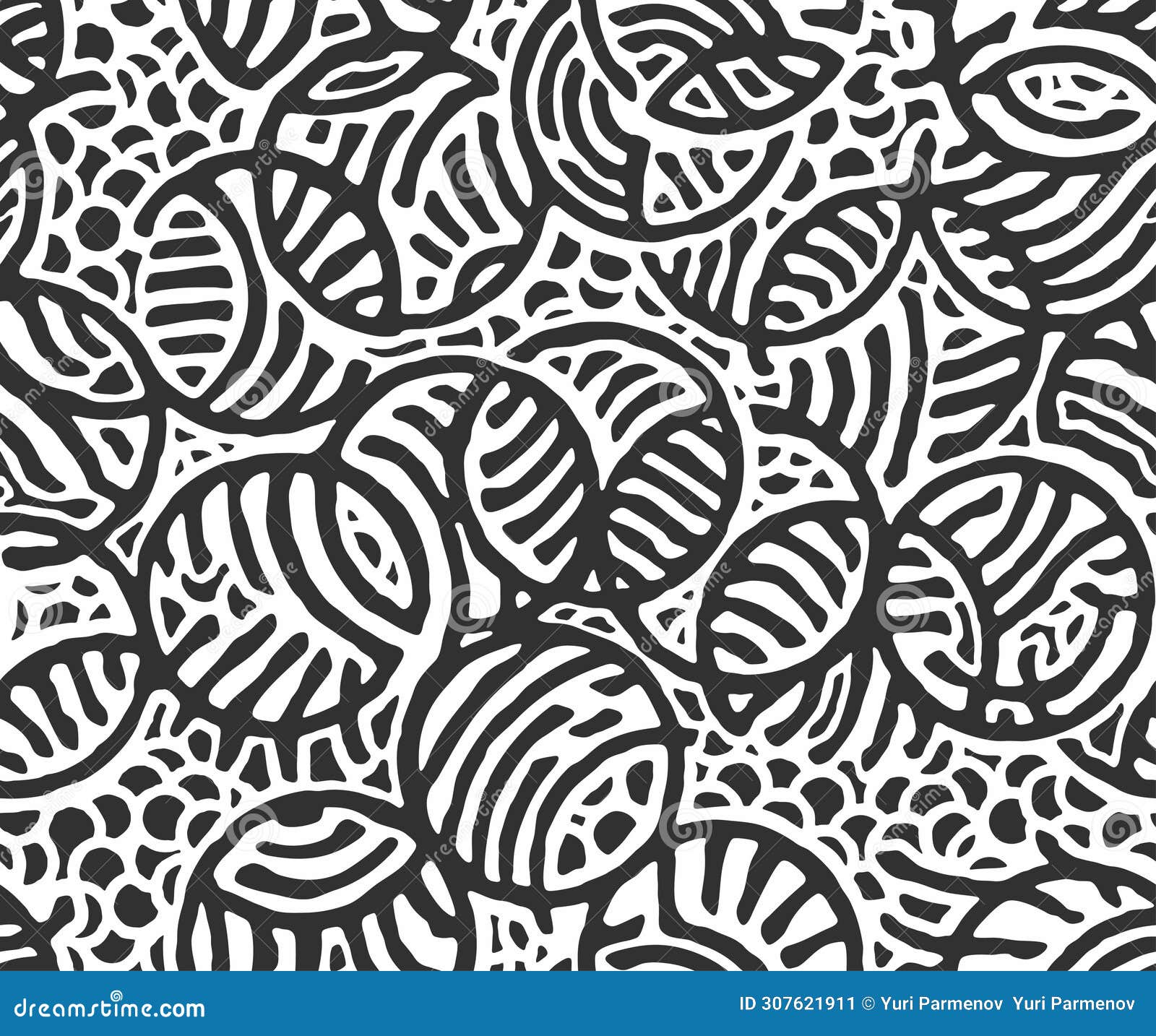 Ethnic Ornament of Intertwined Roots. Circles Pattern. Black and White ...