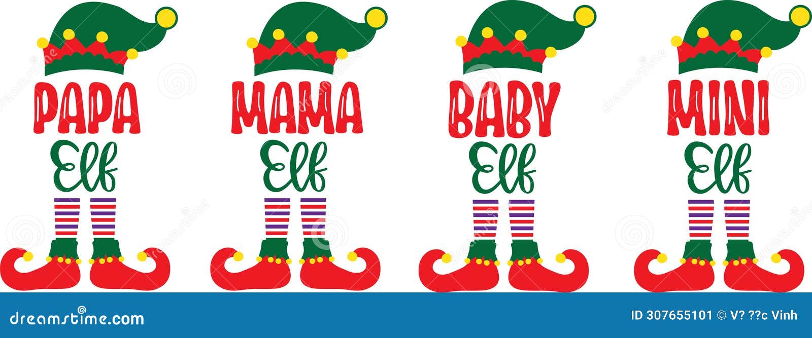 Papa Elf, Mama Elf, Baby Elf, Mini Elf Vector File for Holiday ...