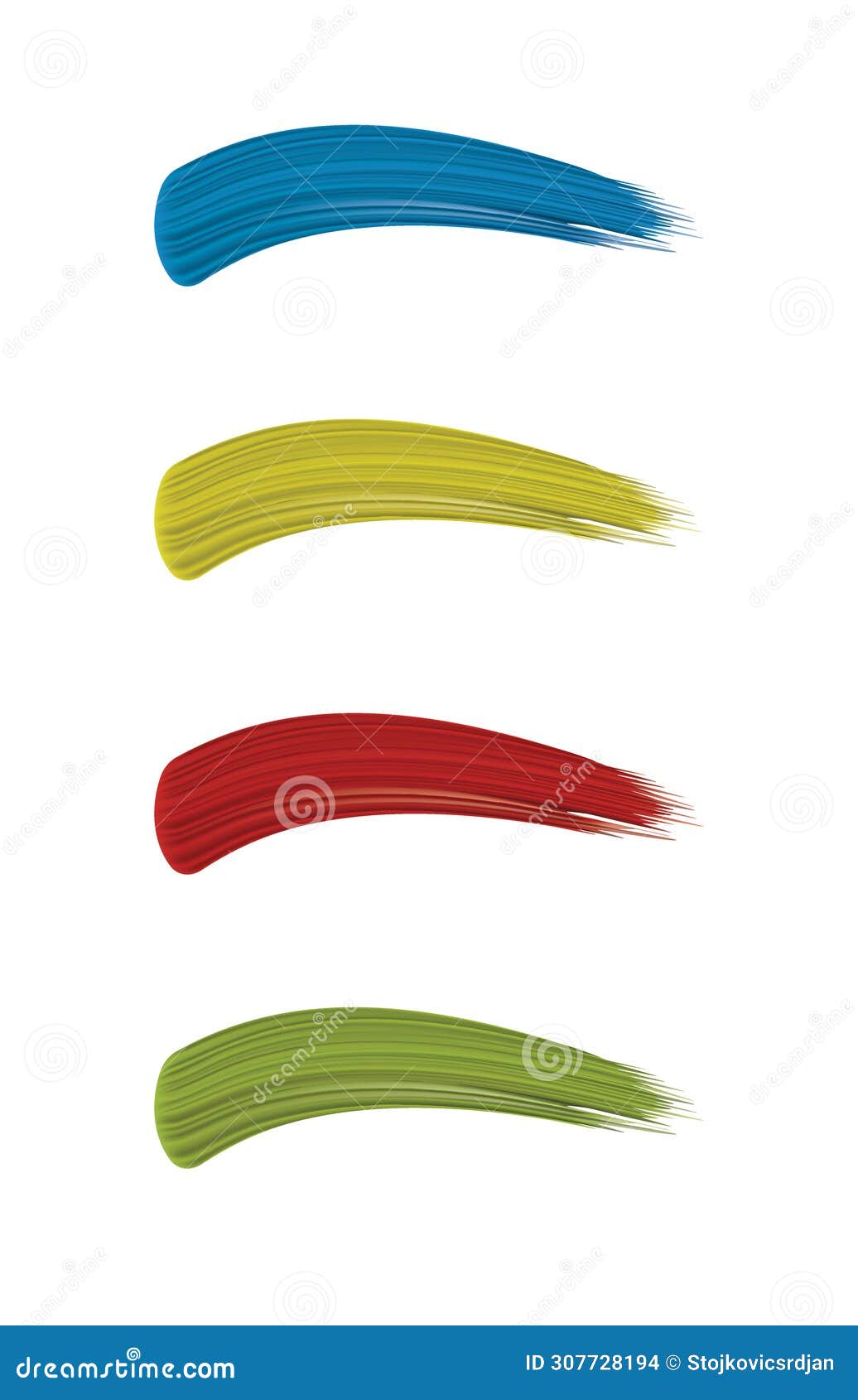 Brush Strokes in Four Different Colours Stock Vector - Illustration of ...